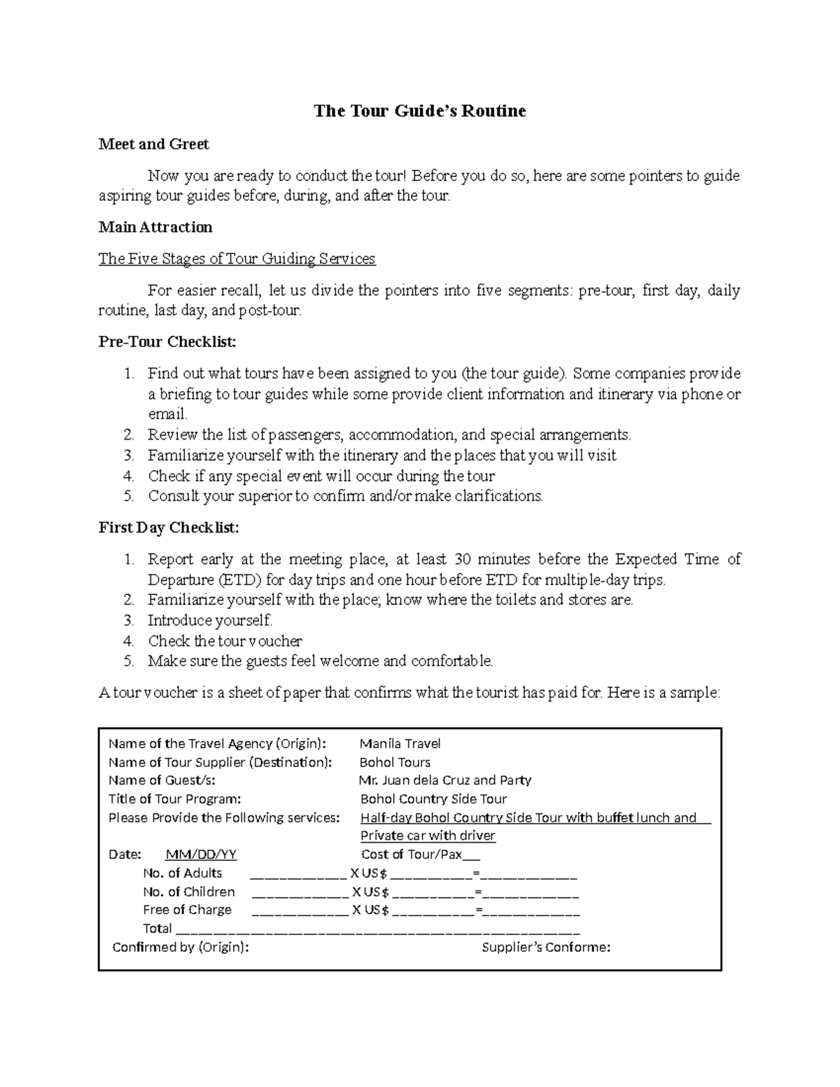Tour Guide's Routine - The Tour Guide’s Routine Meet and Greet Now you ...