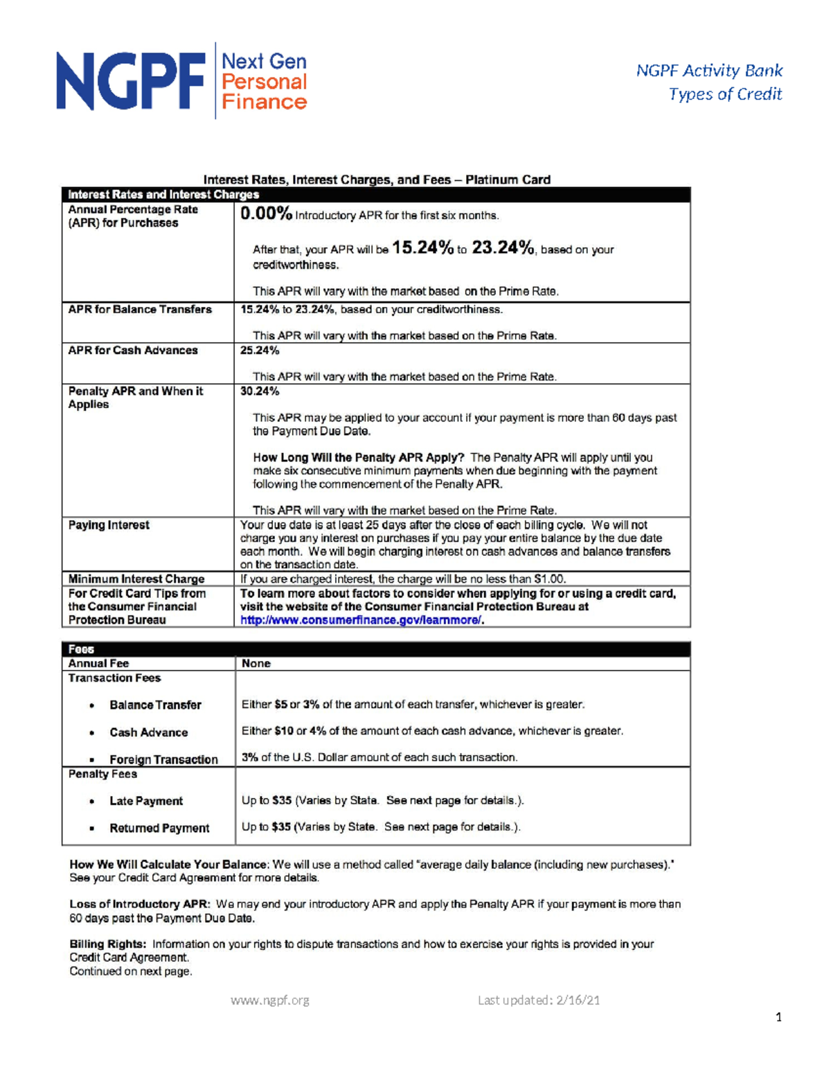 FINE Print Schumer Box - description - NGPF Activity Bank Types of ...