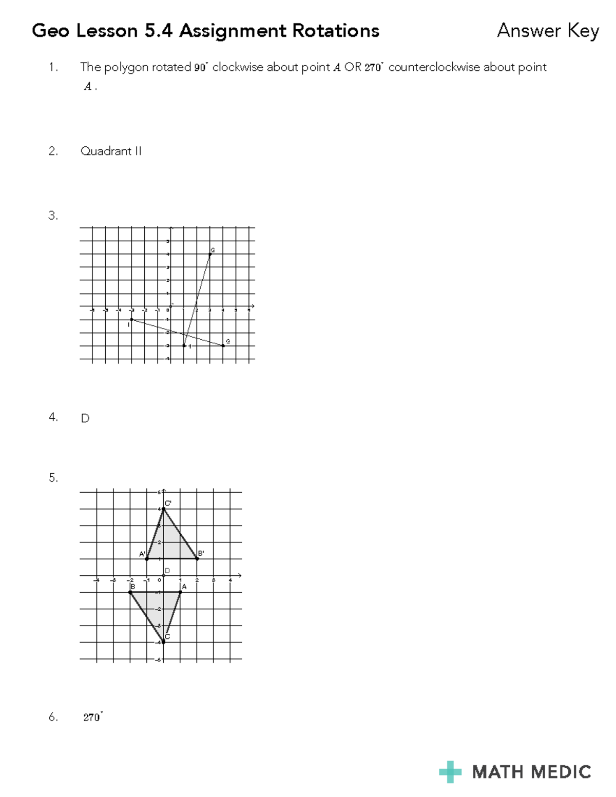 Lesson 5.4 Assignment Answers - Geo Lesson 5 Assignment Rotations ...