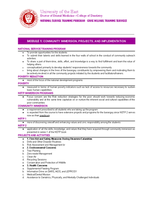 NSTP1 Common Module Exam Reviewer - UE National Service Training ...