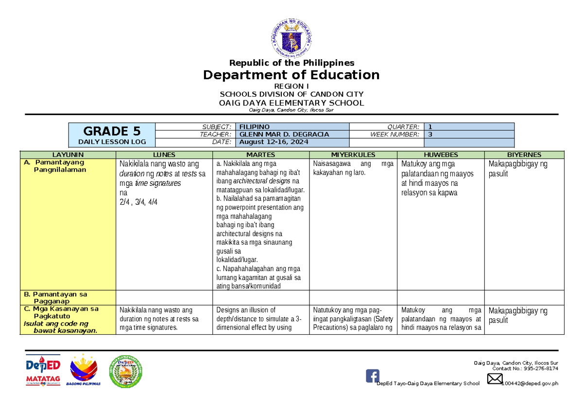 Mapeh - FOR REFERNCE - Republic of the Philippines Department of ...