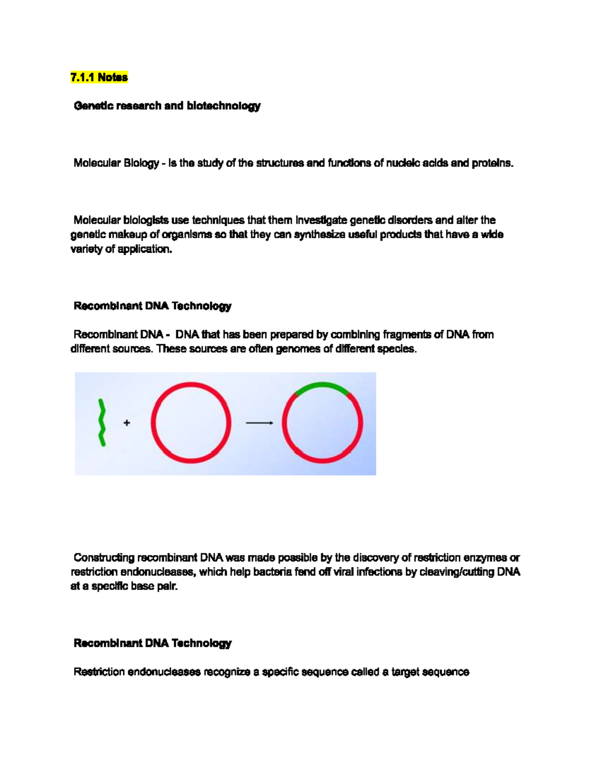Biology Grade 12 - Unit 7 - Chapter 7 Notes - Studocu