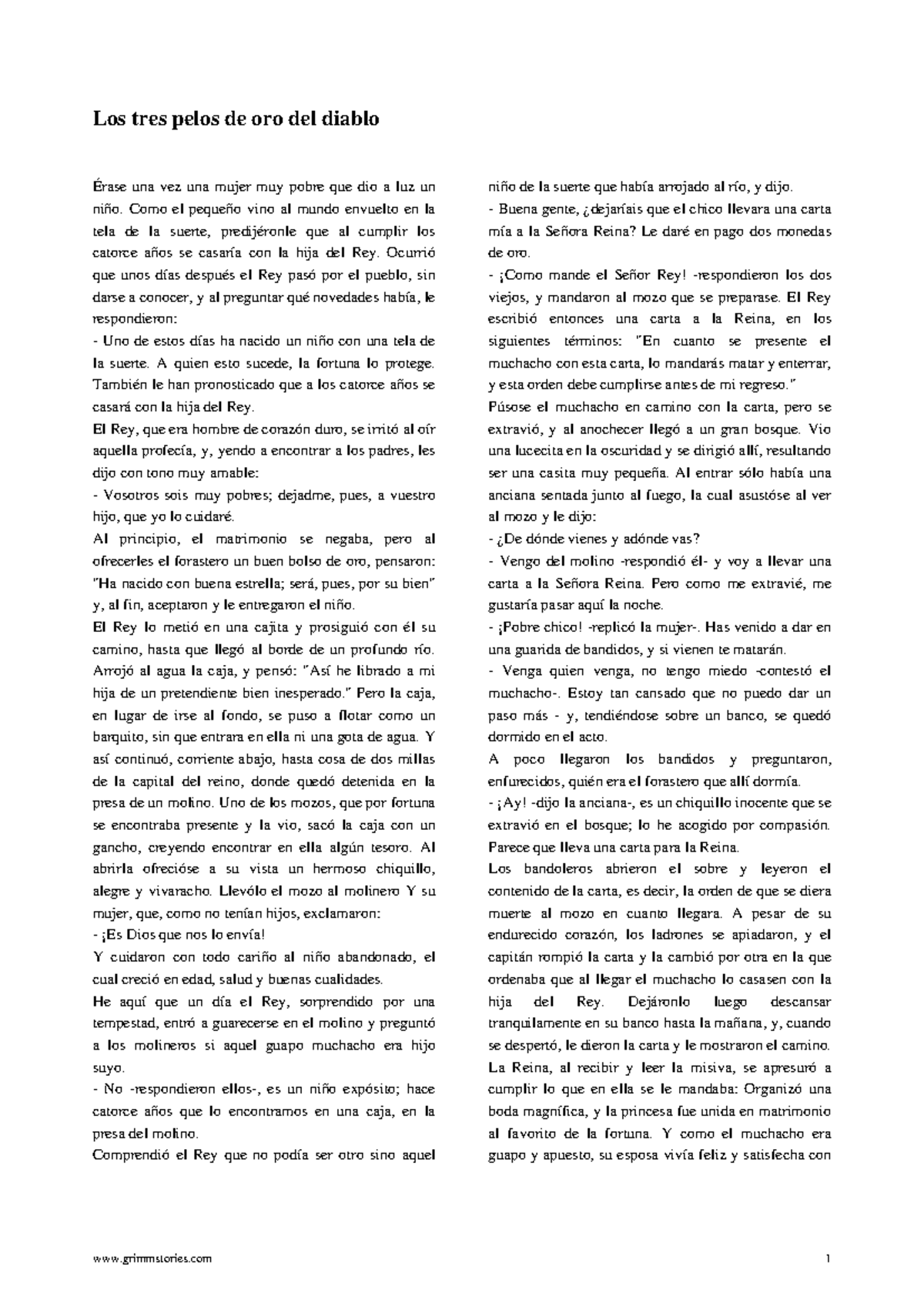 TL Hermanos Grimm Lostres Pelosde Orodel Diablo - Los tres pelos de oro ...