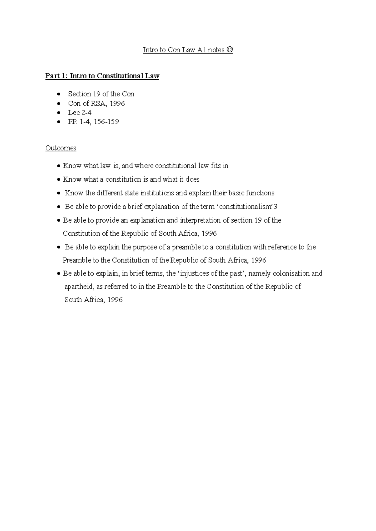 Con Law S1 - Intro to Con Law A1 notes J Part 1: Intro to ...