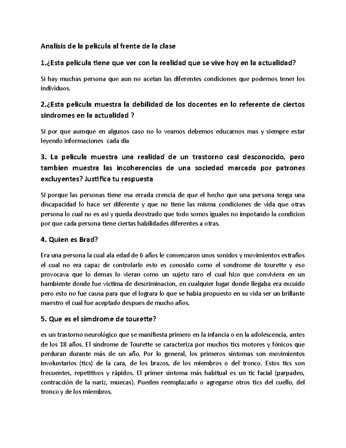 Analisis de la pelicula al frente de la clase - ¿Esta pelicula tiene ... Analisis de la pelicula al frente de la clase - ¿Esta pelicula tiene ...