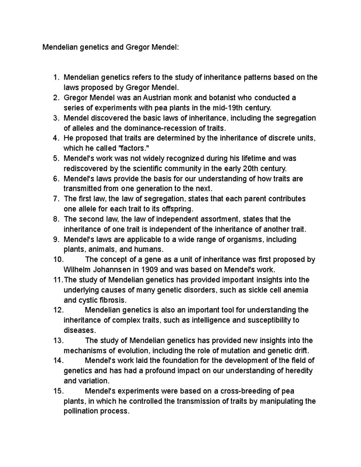 Mendelian genetics and Gregor Mendel - Mendelian genetics and Gregor ...