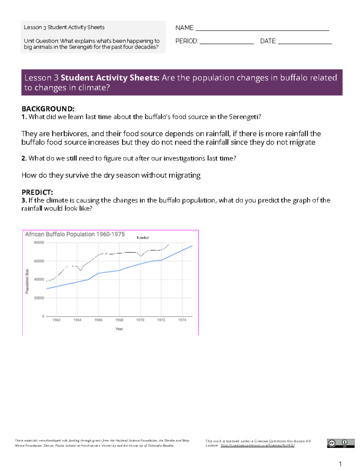 Copy of Student Activity Sheets Lesson 3 Are the population changes in ...