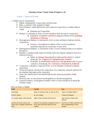Chemistry Exam 2 Study Guide - Chemistry Exam 2 Study Guide (Chapters 5 ...