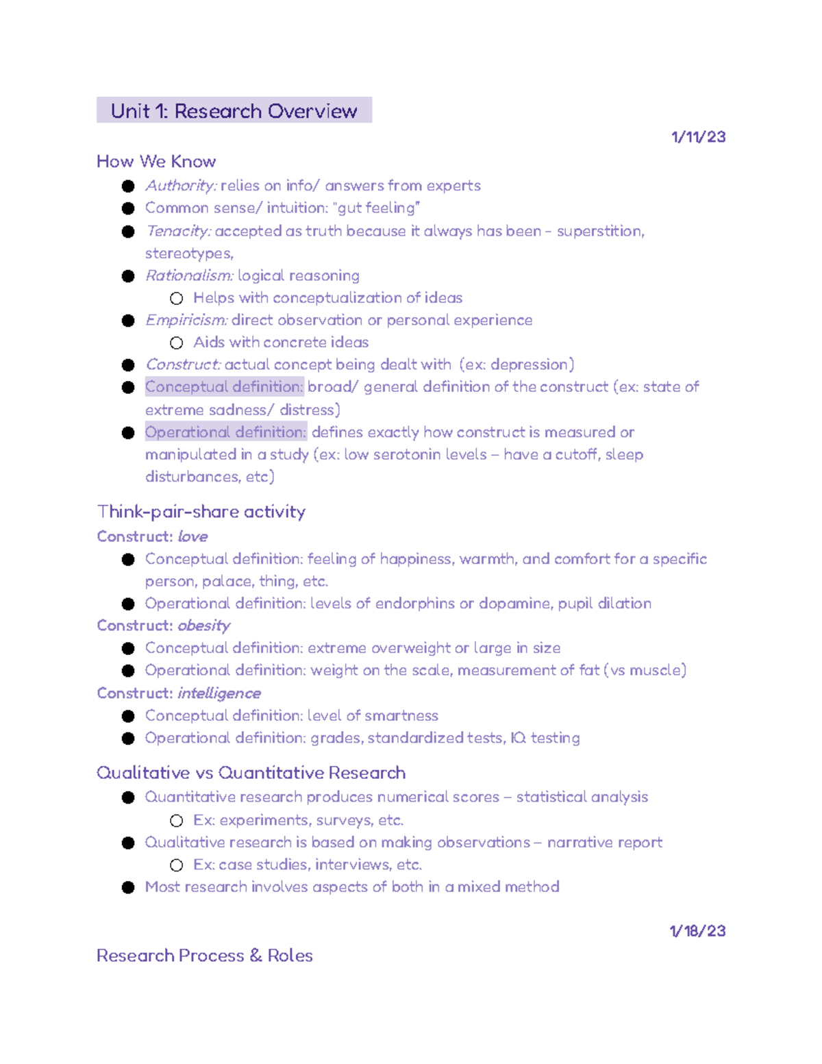Unit 1 research overview - .. 1: Research Overview... 1/11/ How We Know ...