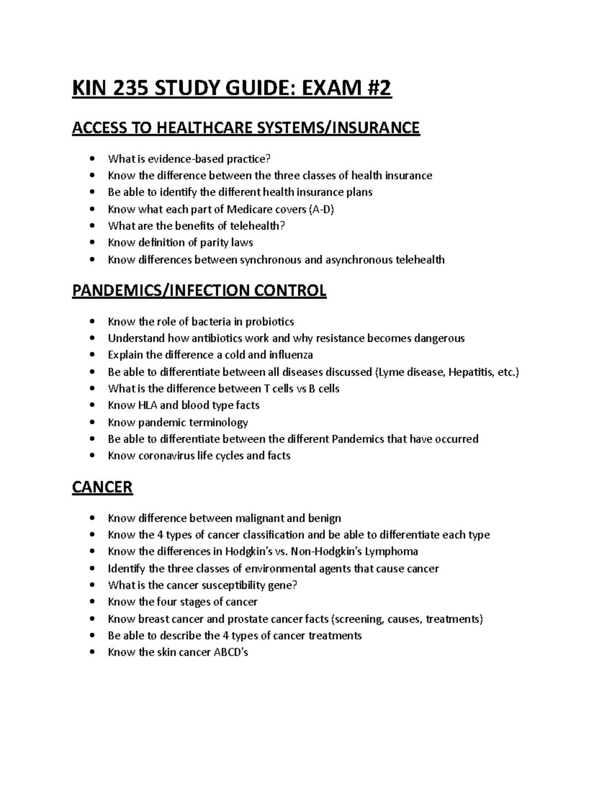 KIN 235studyguideexam 2revised - KIN 235 STUDY GUIDE: EXAM ACCESS TO ...