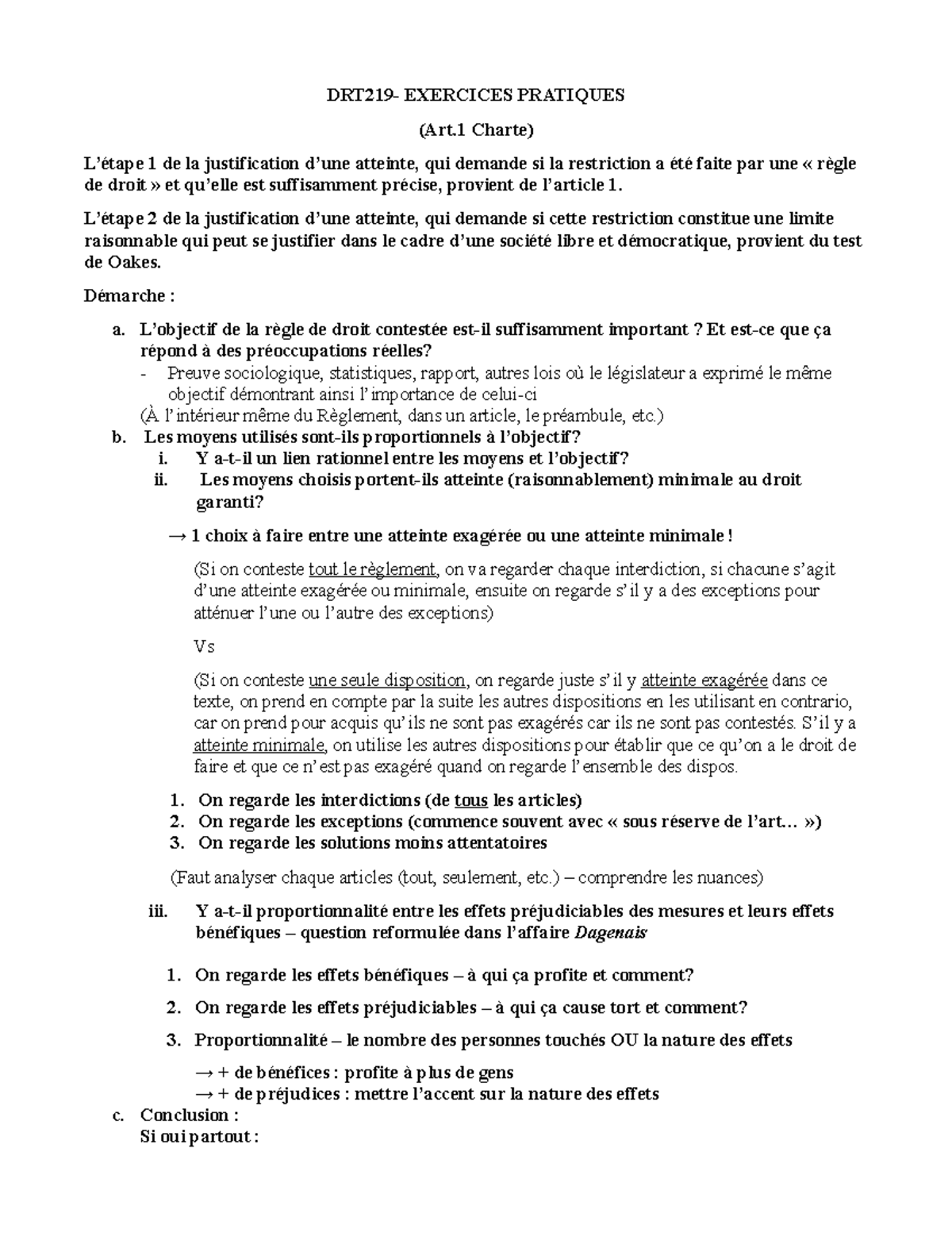 Drt 219-Test de oakes - DRT219- EXERCICES PRATIQUES (Art Charte) L ...