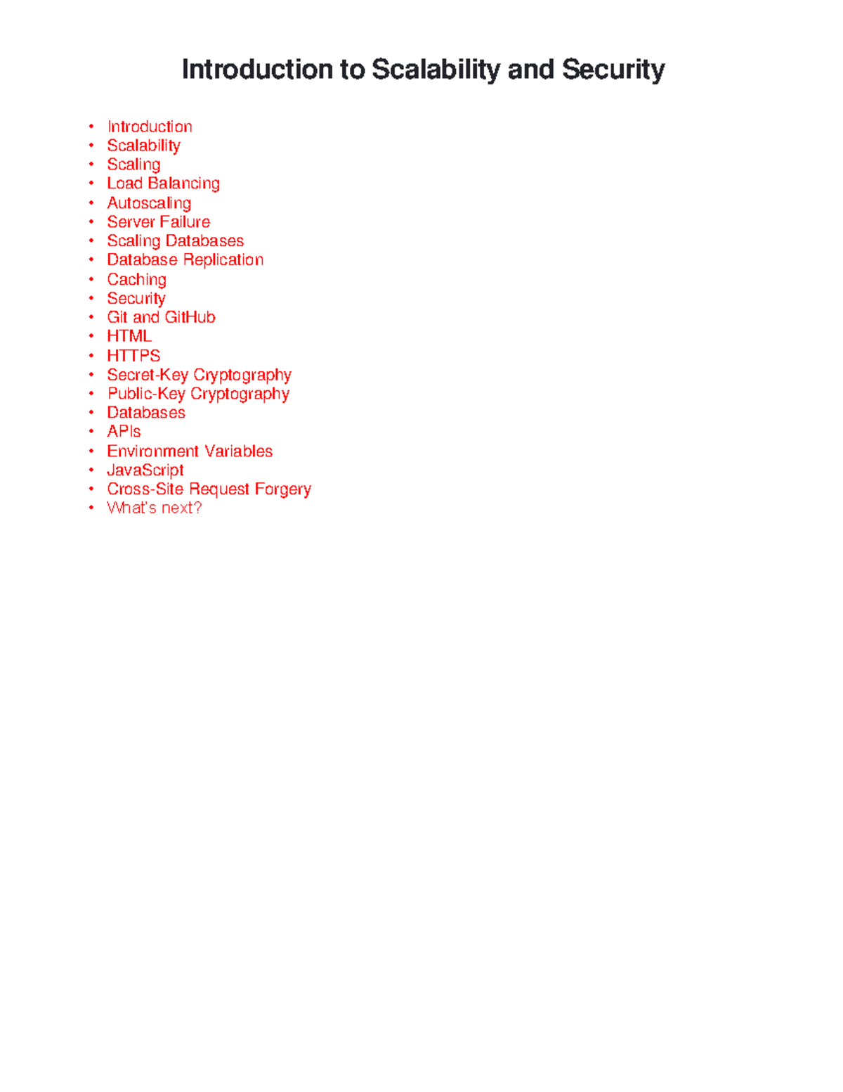 Introduction to Scalability and Security - Introduction to Scalability and Security Introduction ...