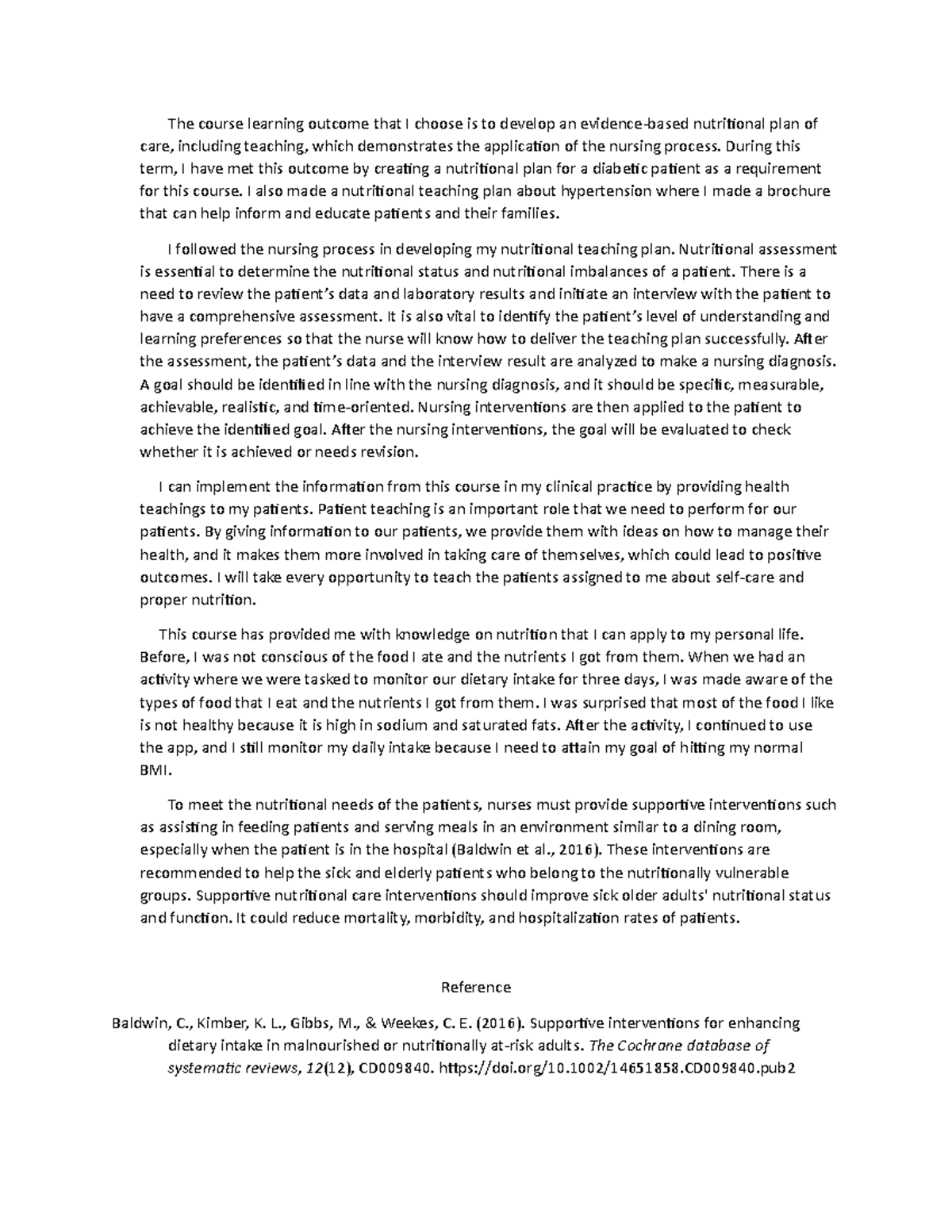 Week 9 discussion - The course learning outcome that I choose is to ...