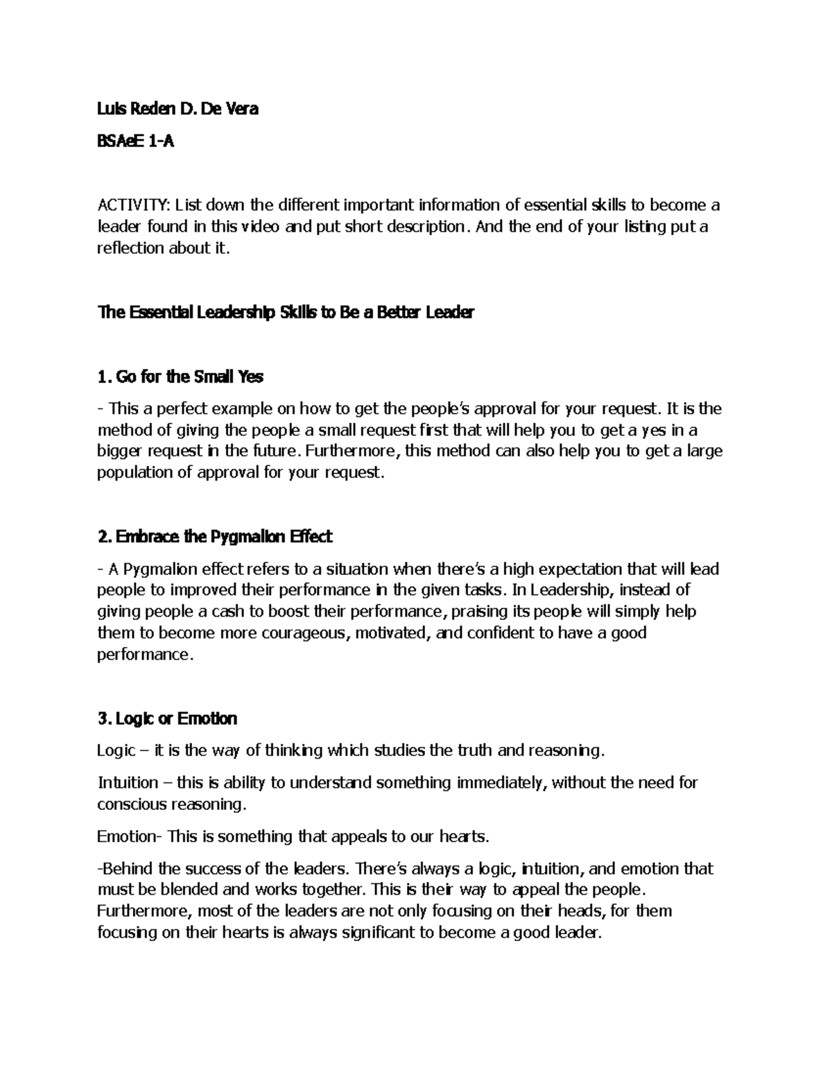 NSTP Leadership Activity of Luis Reden D - Luis Reden D. De Vera BSAeE ...