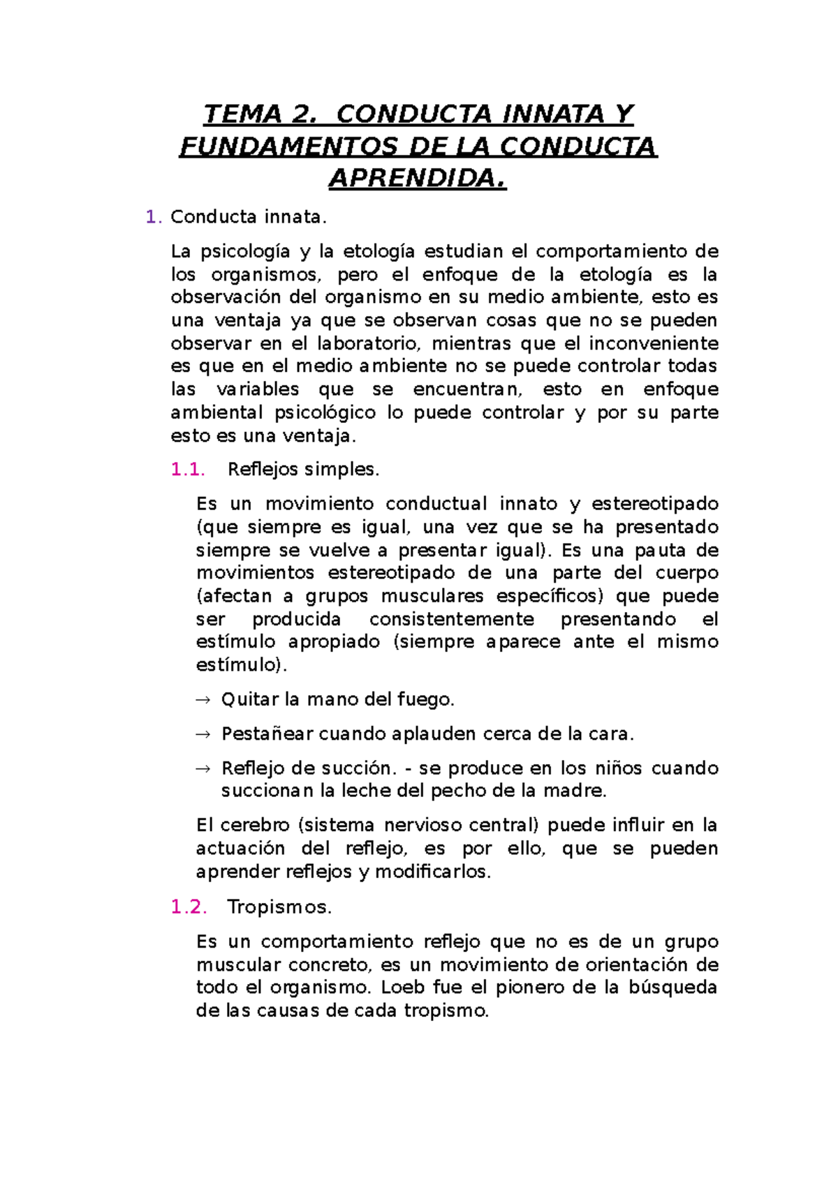 TEMA 2. CONDUCTA INNATA Y FUNDAMENTOS DE LA CONDUCTA APRENDIDA. - TEMA ...