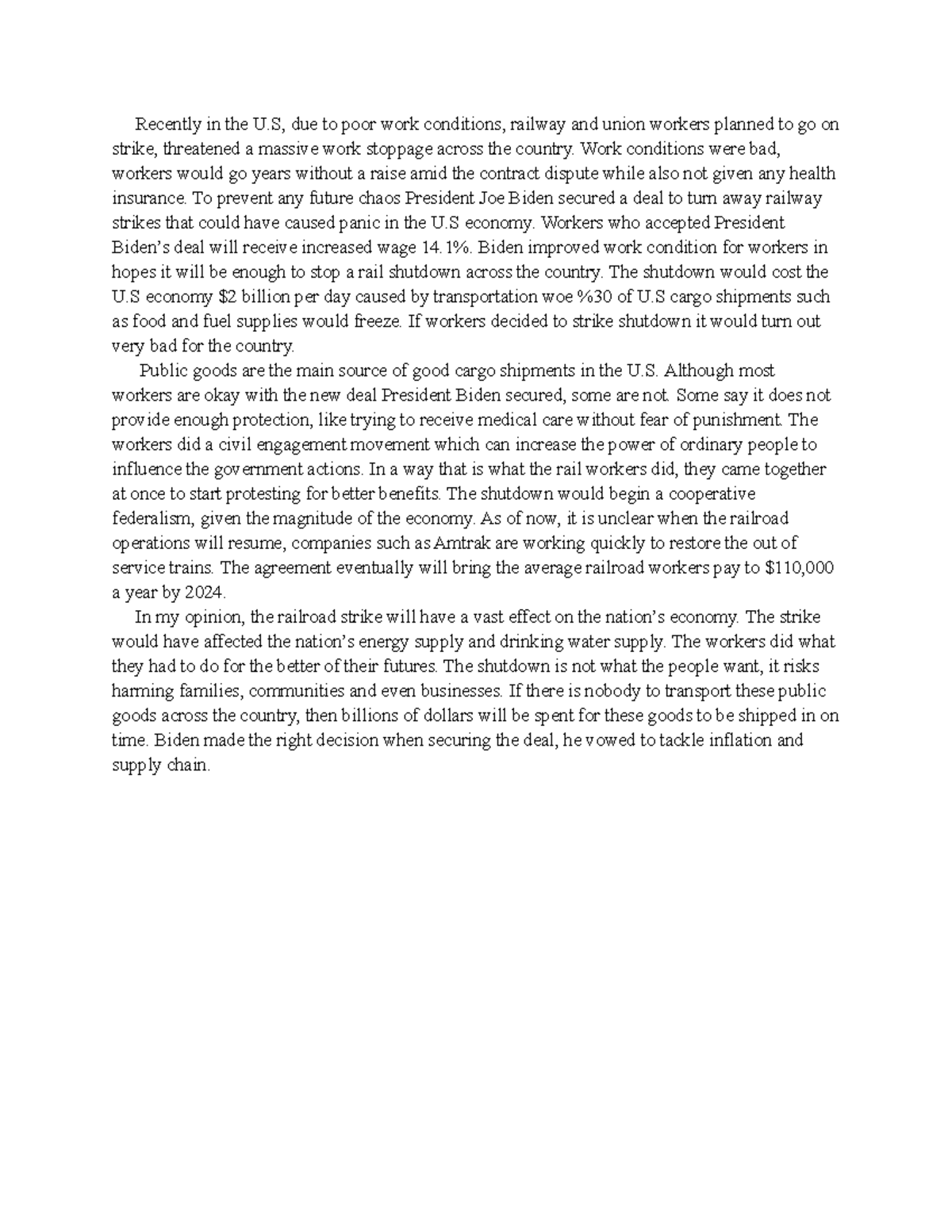 News Quest 1 - Union works plan to go on a Railroad strike - Recently ...