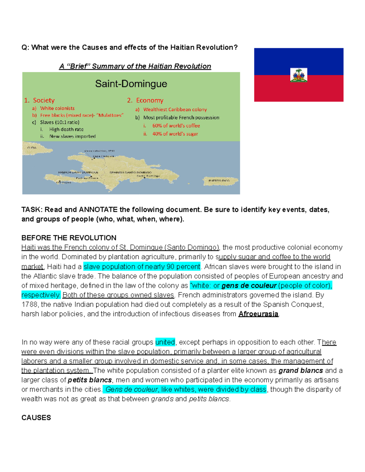 Haitian Revolution - Be sure to identify key events, dates, and groups ...