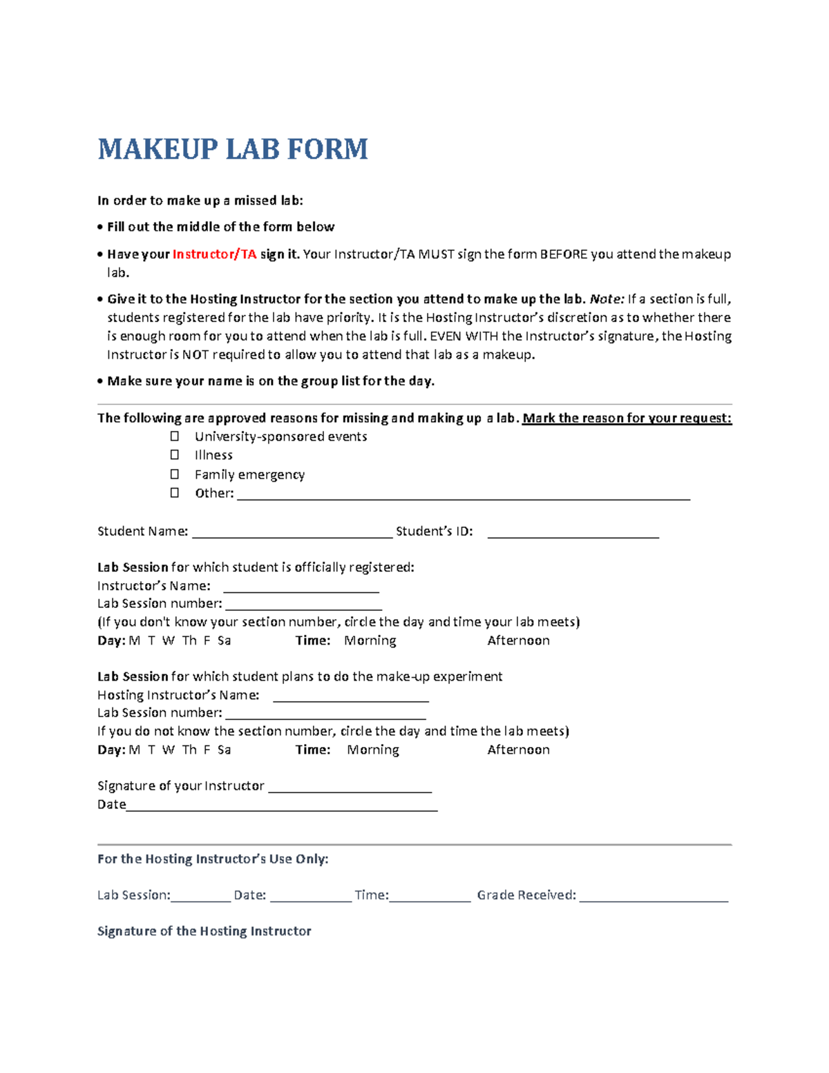 [ Upload] Data Sheet + Make up - MAKEUP LAB FORM In order to make up a ...