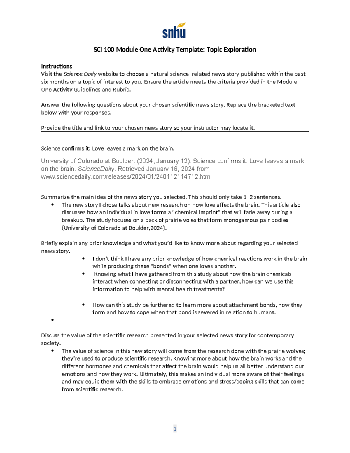 Natural sci activity 1 - assignment information - SCI 100 Module One ...