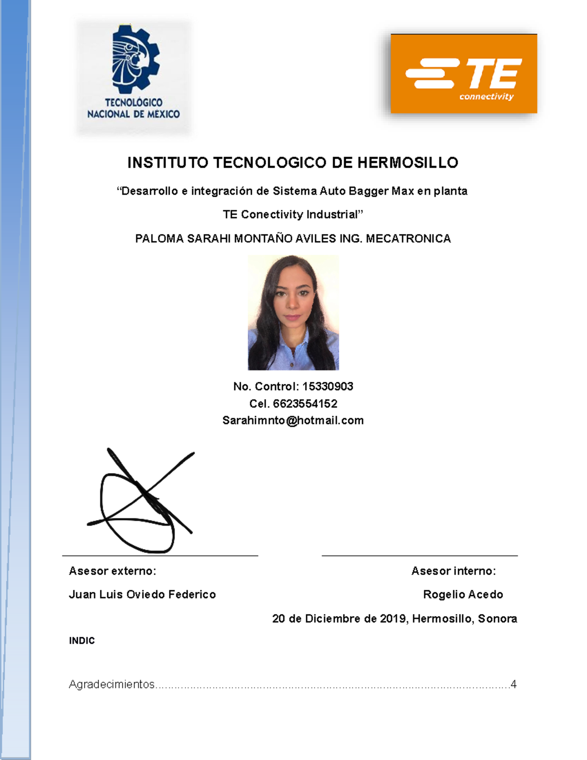 Reporte final - INSTITUTO TECNOLOGICO DE HERMOSILLO “Desarrollo e ...