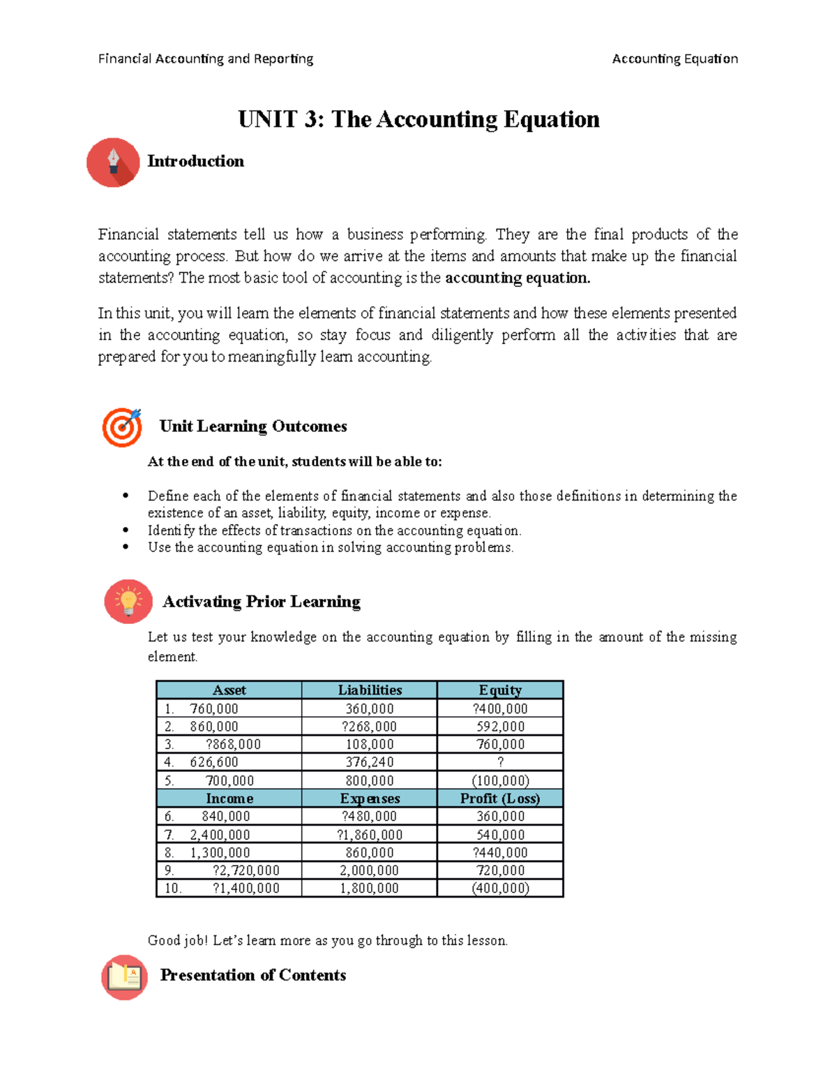 Module-chapter 3 Financial Accounting and Reporting 1st - UNIT 3: The ...