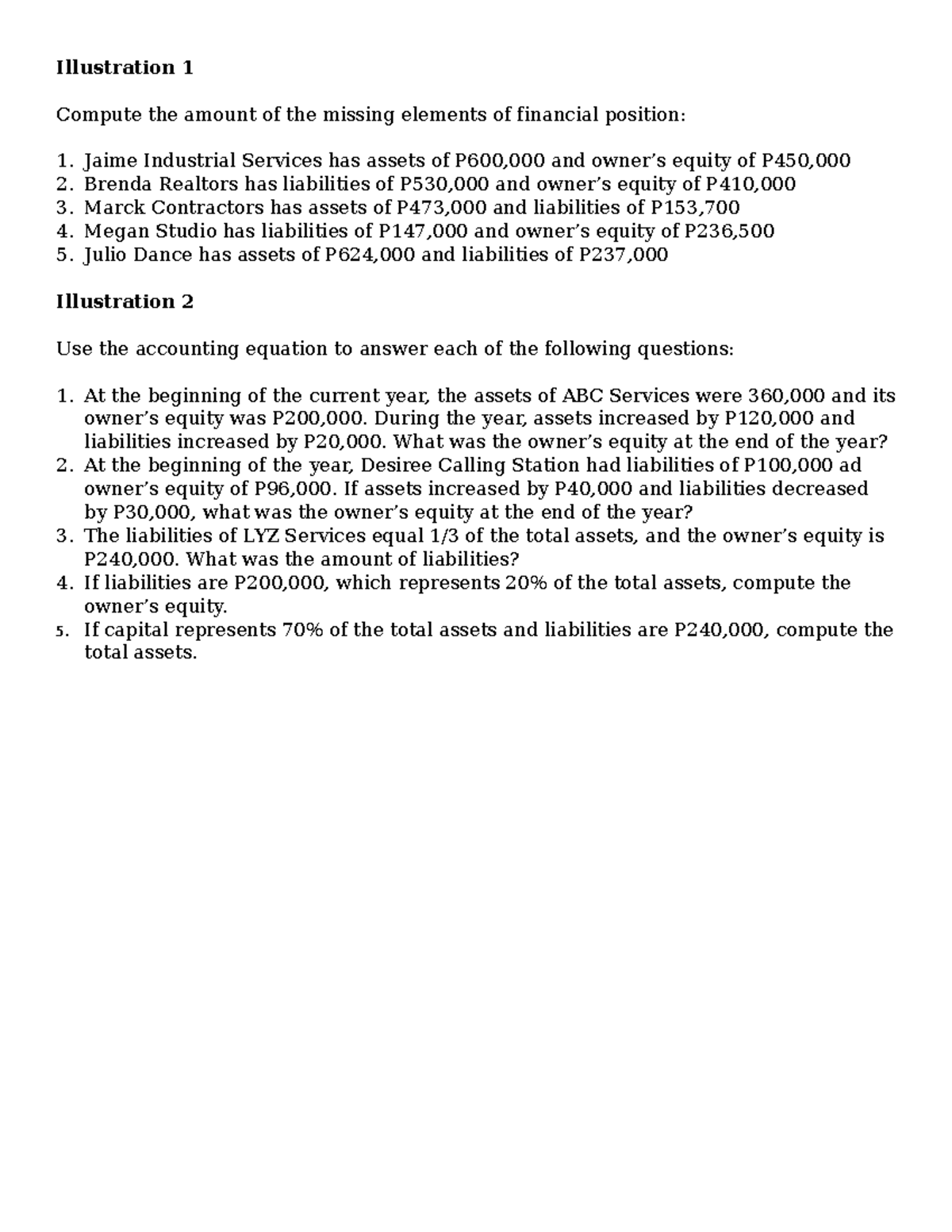 Accounting Equation Problems Illustration 1 Compute The Amount Of The accounting-equation-problems-illustration-1-compute-the-amount-of-the