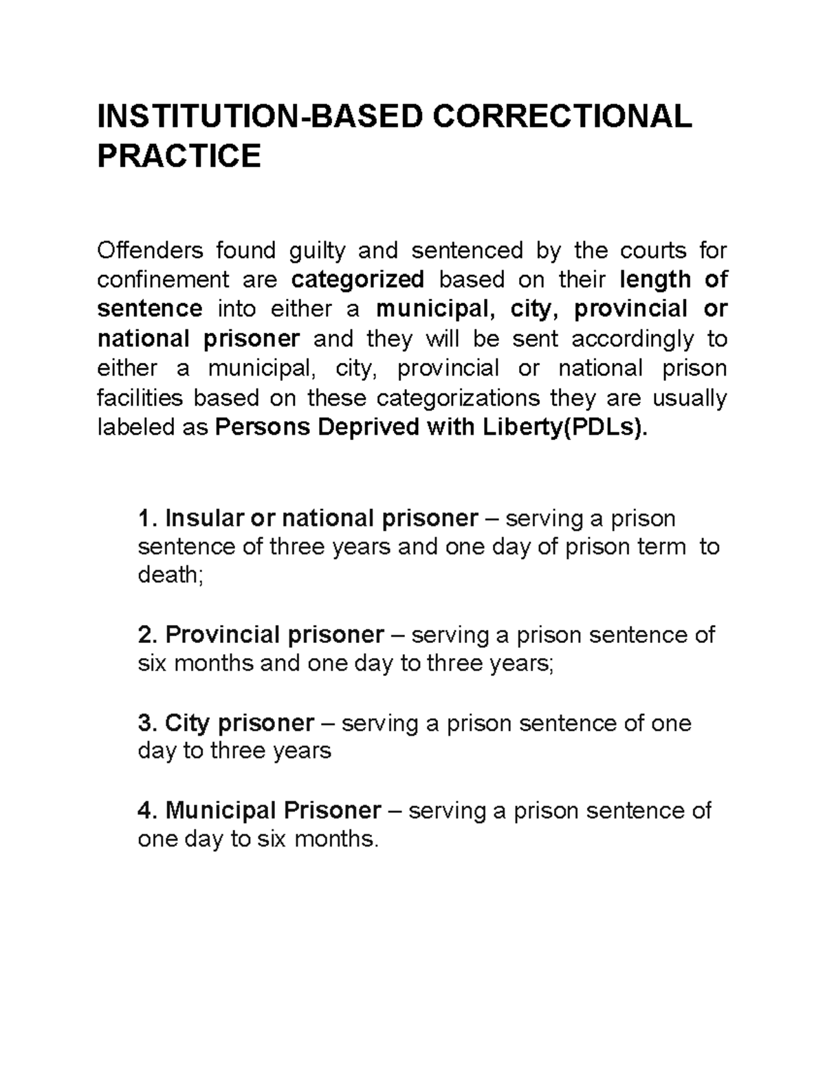WEEK 5 - Institution- Based Correction - INSTITUTION-BASED CORRECTIONAL ...