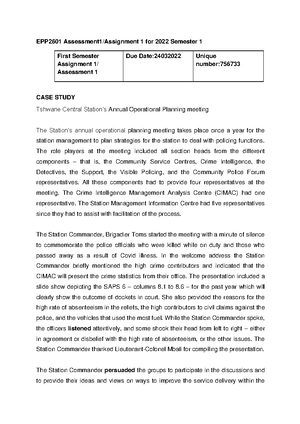 EPP2601 Assignment 1 - INFORMATIONAL REPORT AND ANALYTICAL REPORT ...