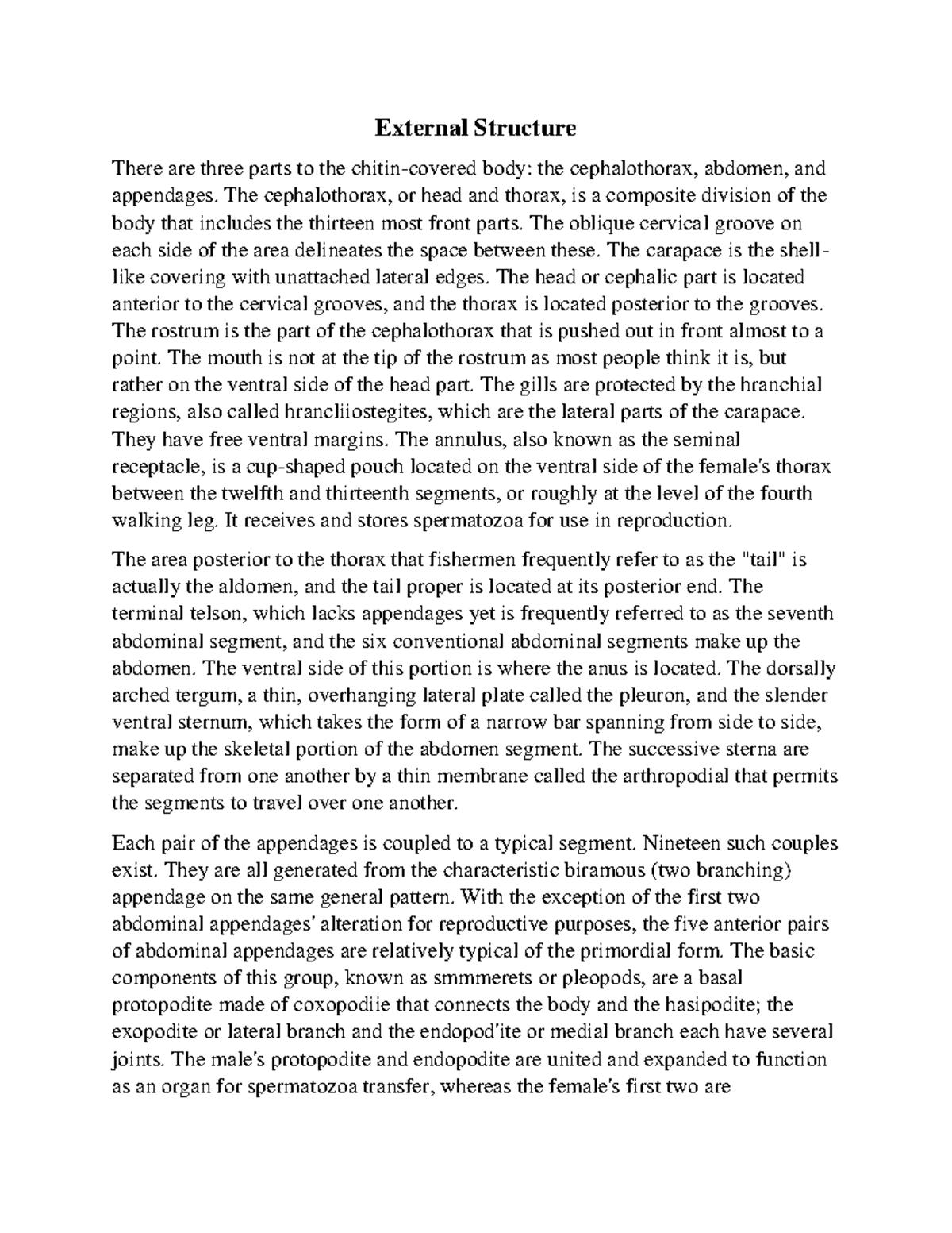 Zoology Chapter 17 [ Phylum Arthropoda ]part 2 - External Structure ...