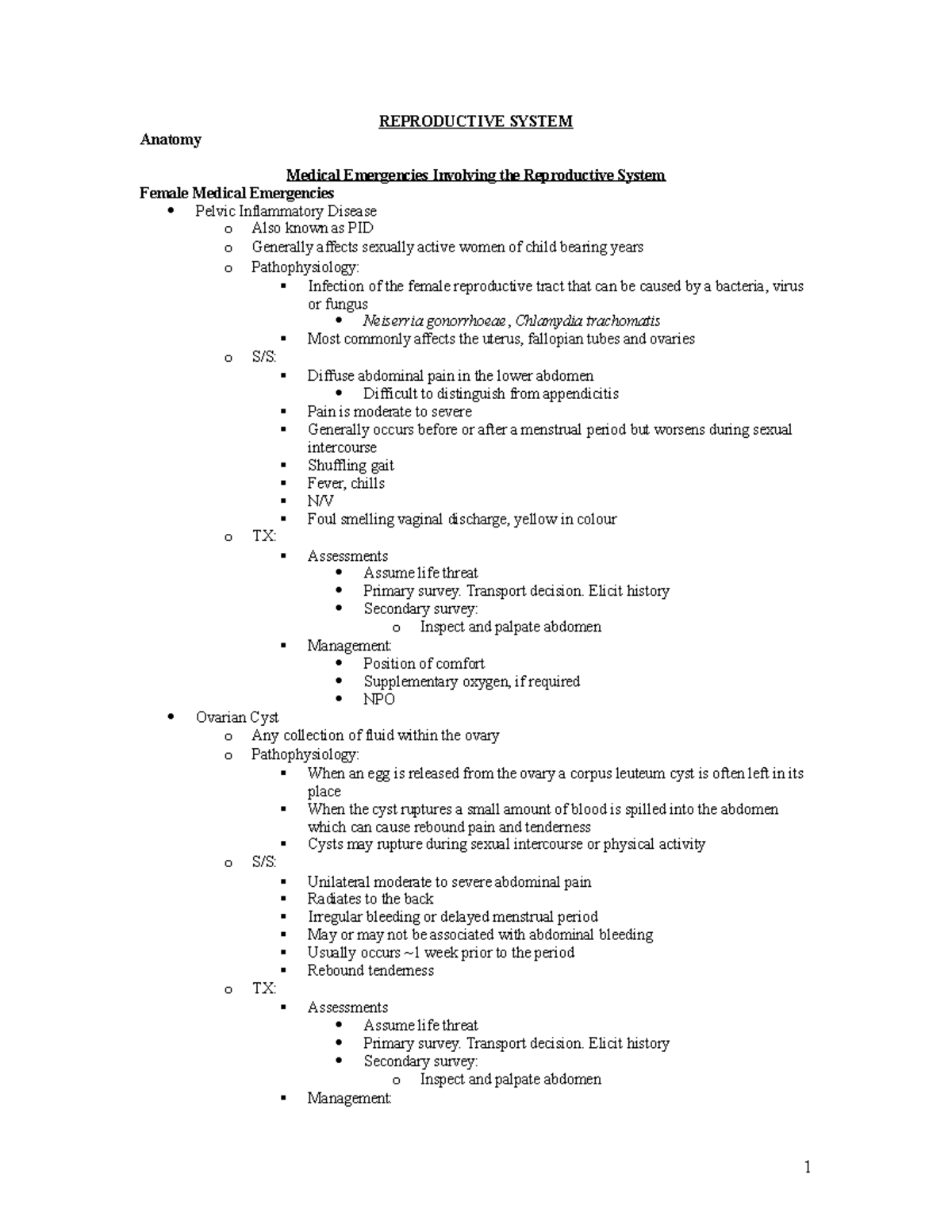 Reproductive System - REPRODUCTIVE SYSTEM Anatomy Medical Emergencies ...