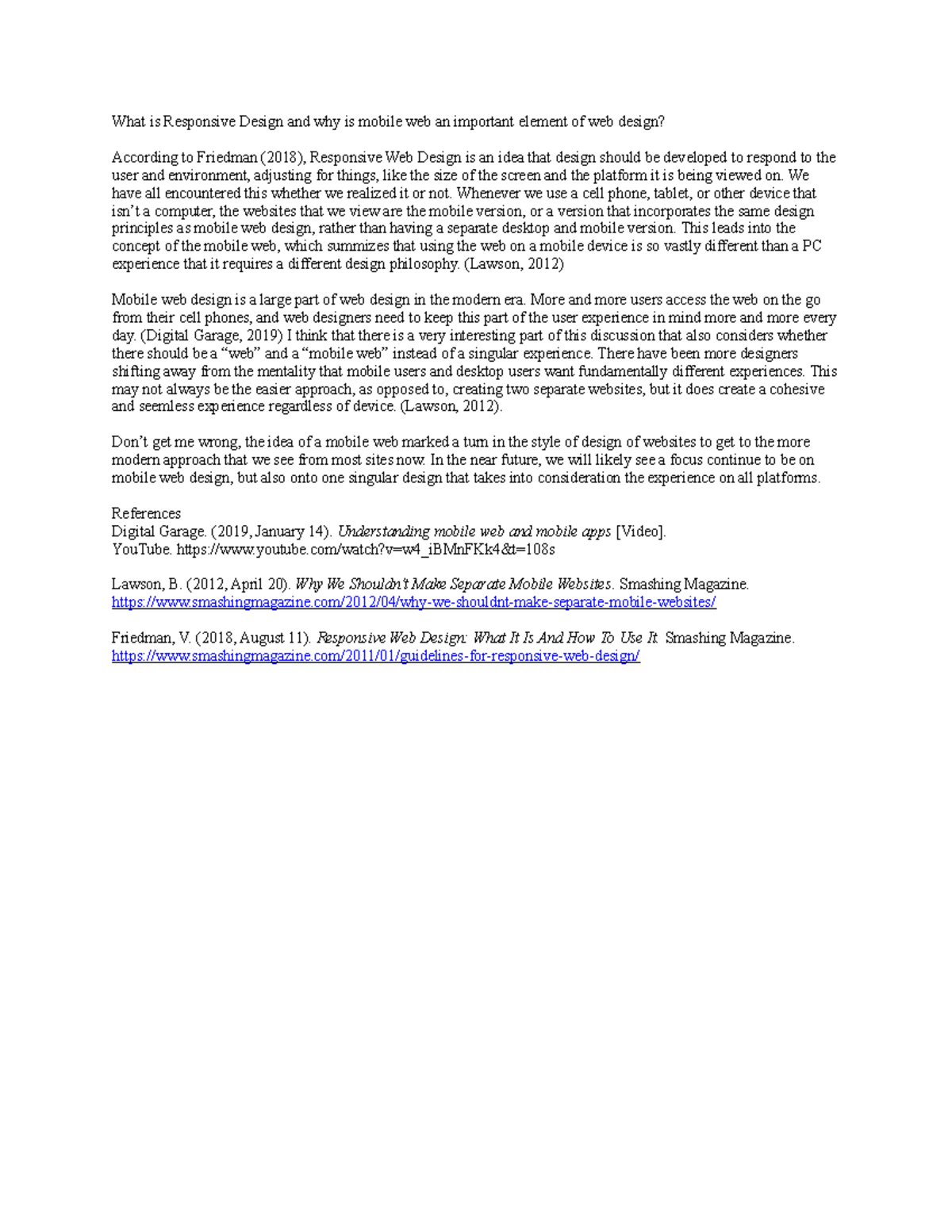 CS2205 Discussion Unit 8 - What is Responsive Design and why is mobile web an important element ...