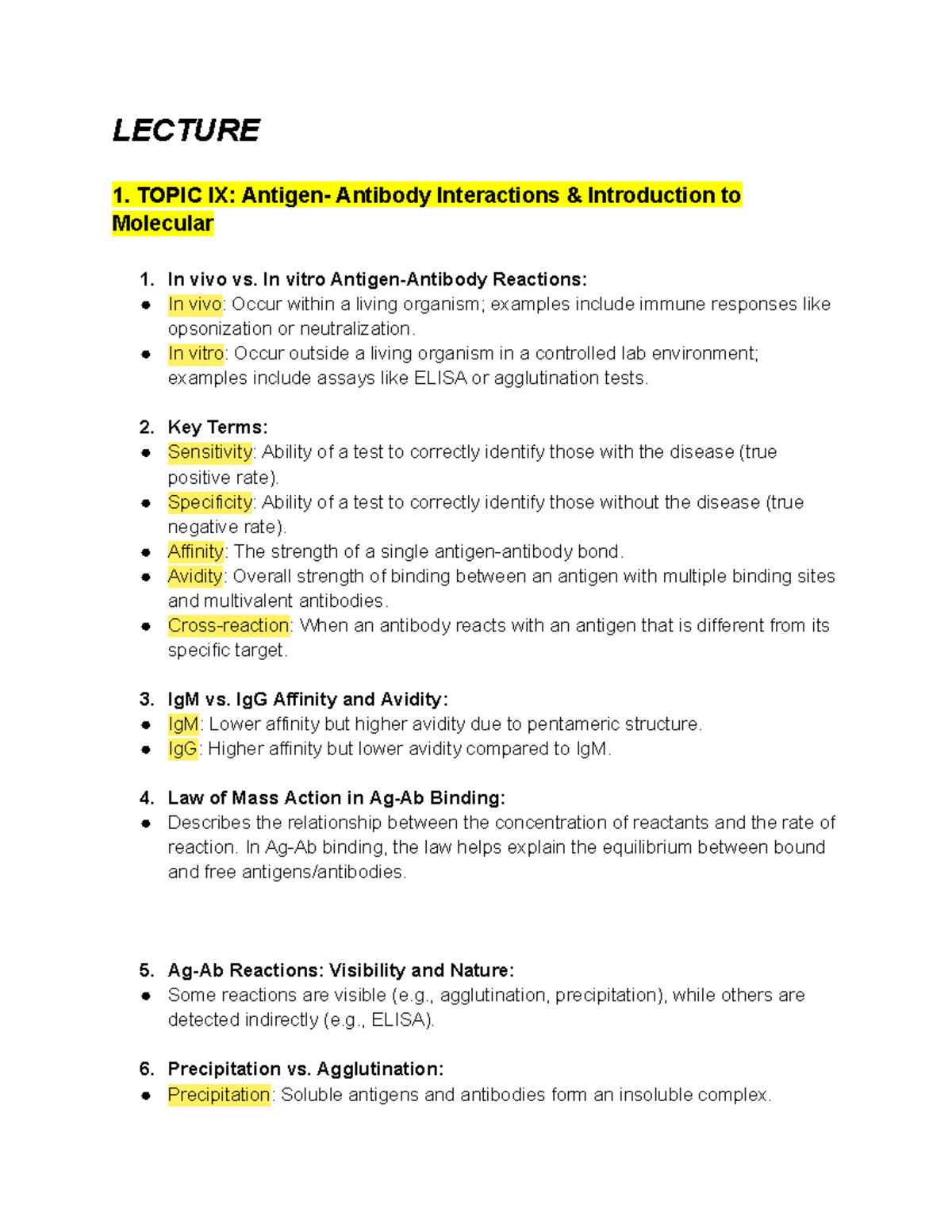 Immunosero-P3 Notes - LECTURE 1. TOPIC IX: Antigen- Antibody ...