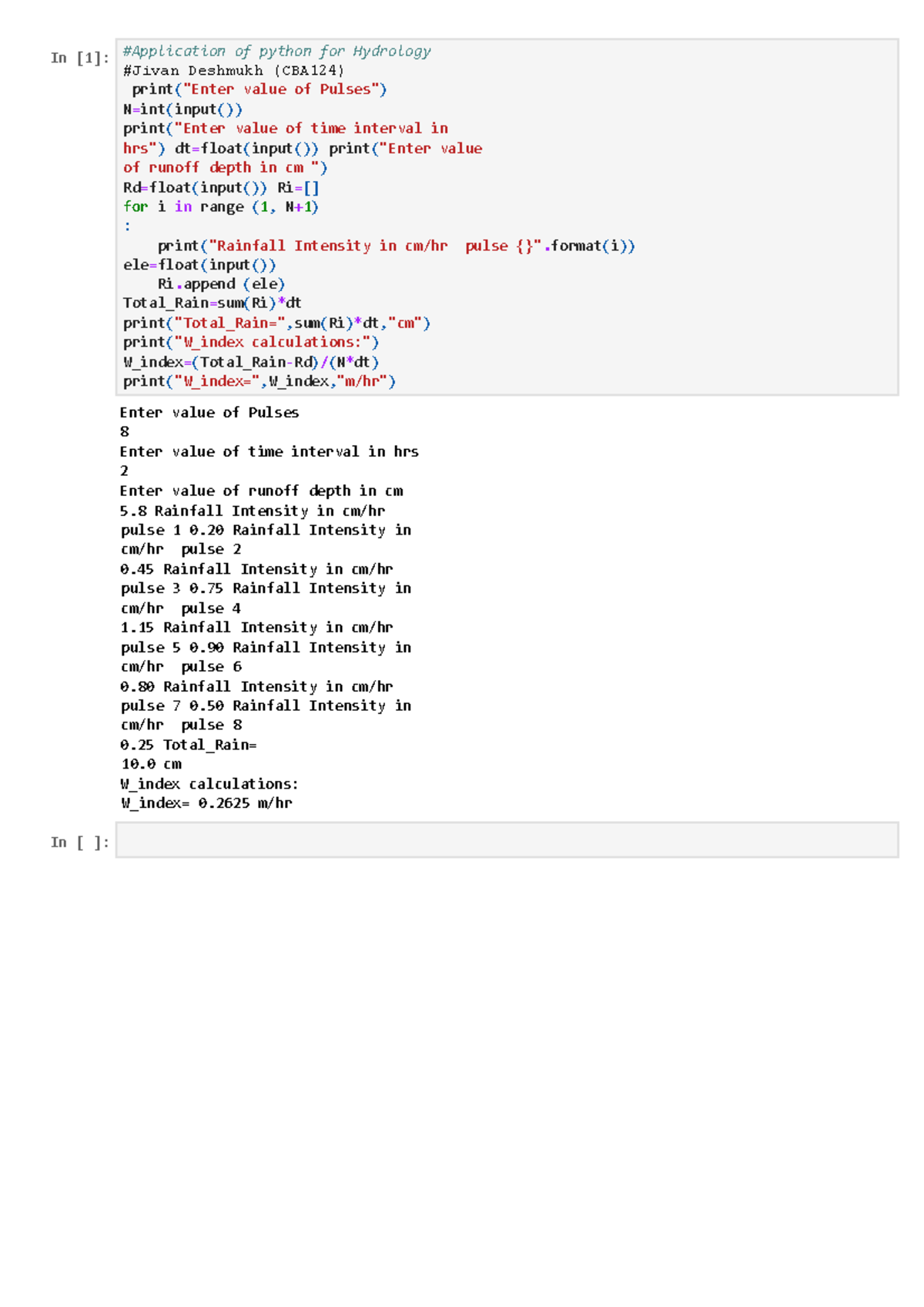 Jd 1 - CPCE Practical - In [1]: Enter value of Pulses 8 Enter value of time interval in hrs 2 ...
