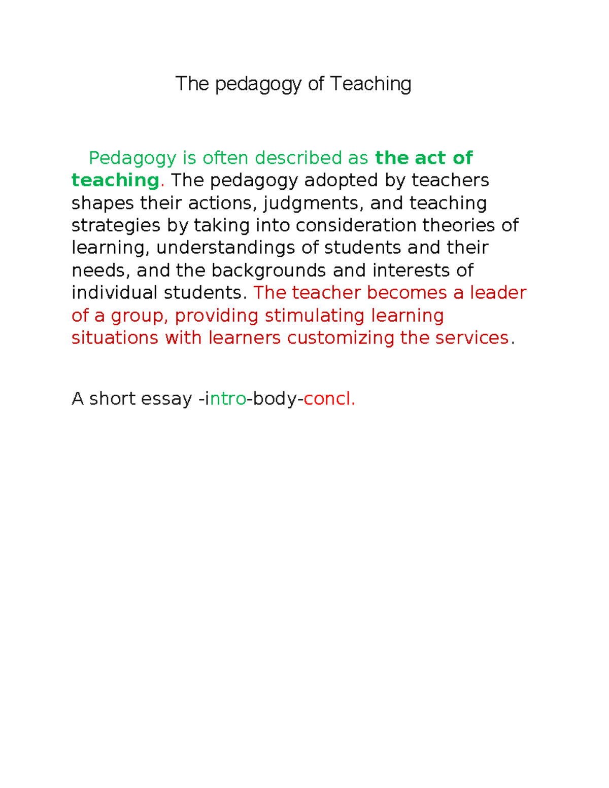 The pedagogy of Teaching - Child and Adolescent Learners and Learning ...