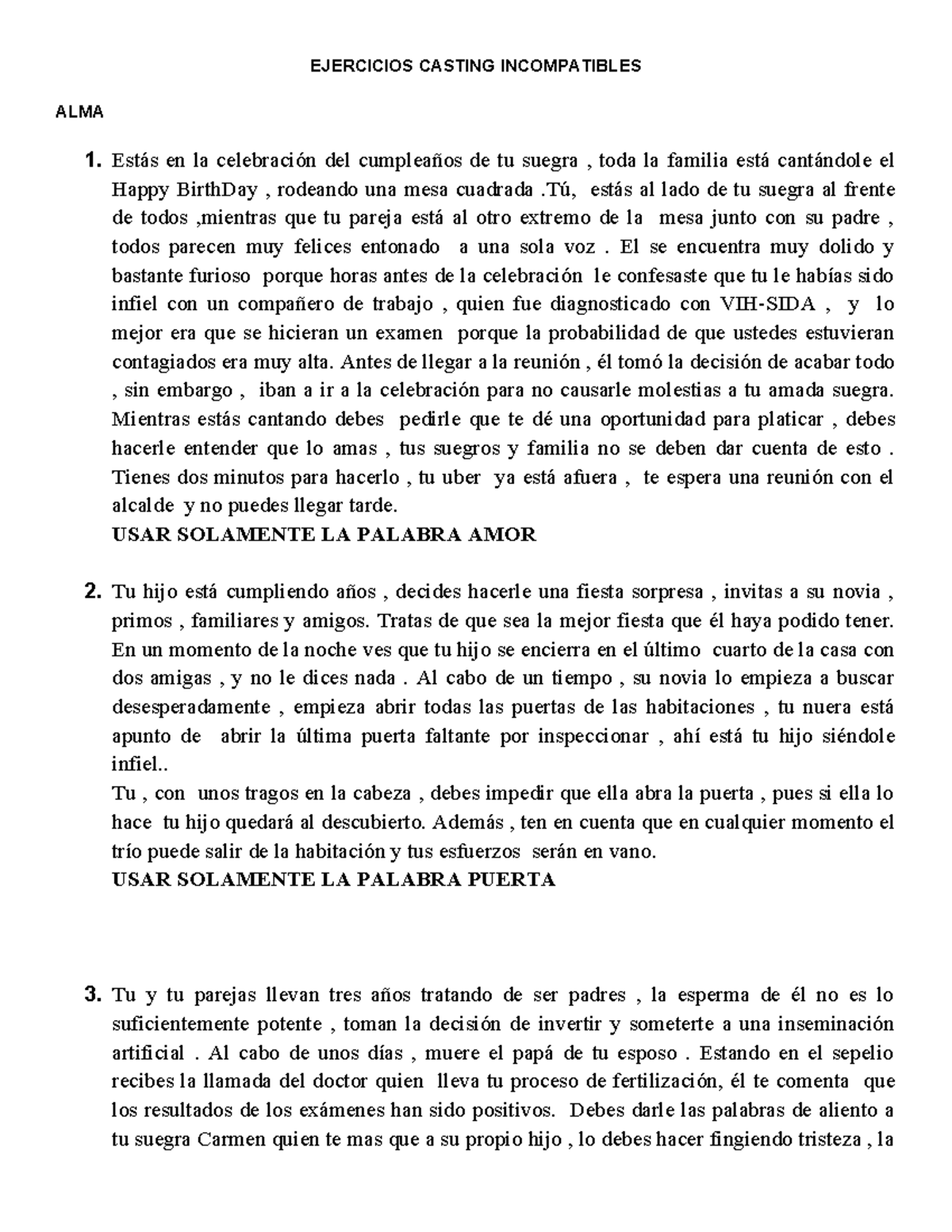 Ejercicios Casting Incompatibles OK - EJERCICIOS CASTING INCOMPATIBLES ALMA 1. Estás en la - Studocu