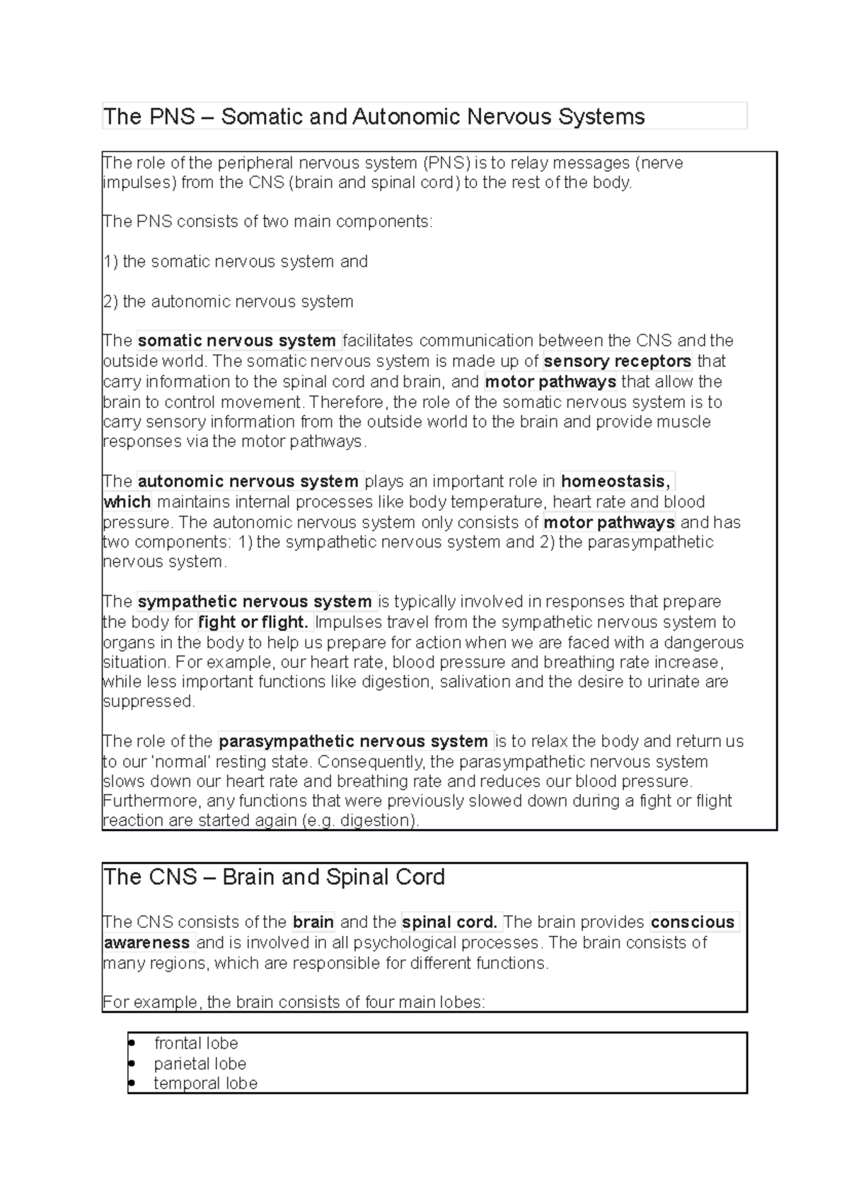 CNS & PNS - CNS & PNS detailed lecture notes - The PNS – Somatic and ...