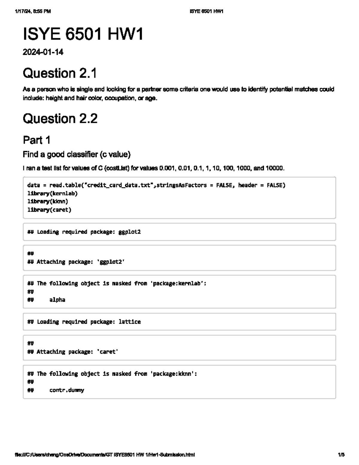 HW1 - Submission PDF - HW1 - ISYE 6501 - Studocu