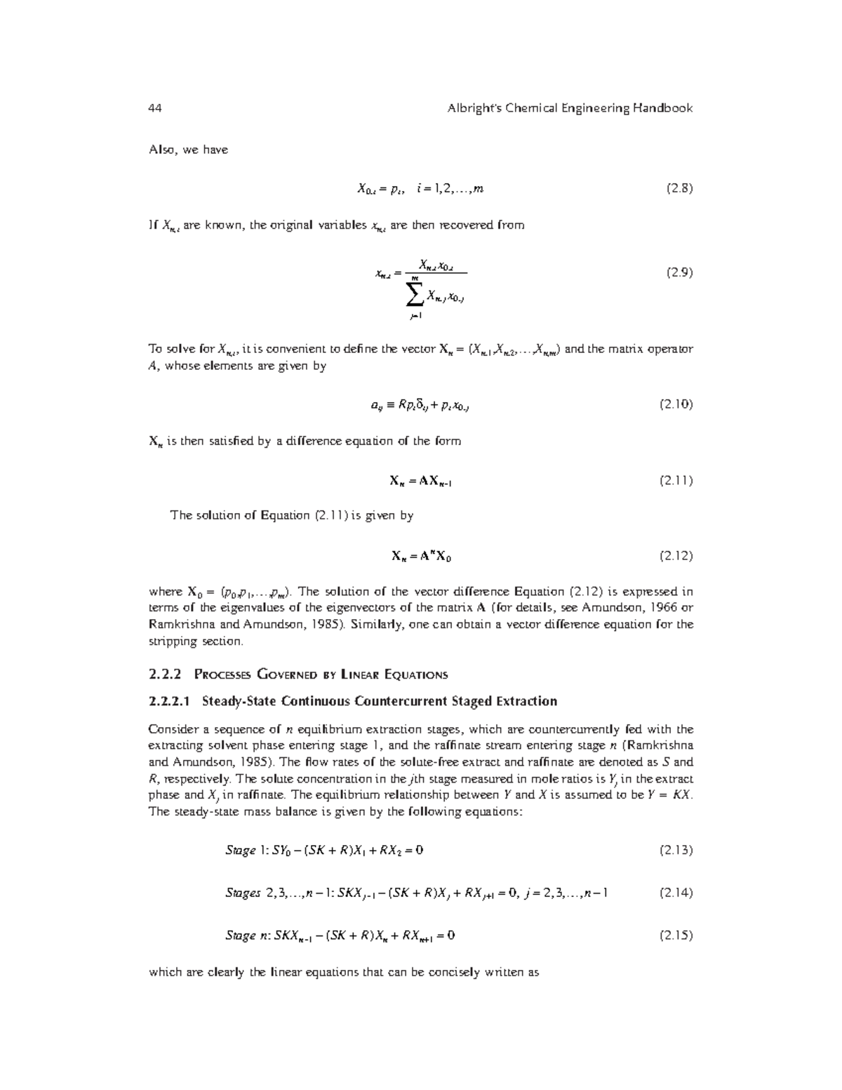 Albright's Chemical Engineering - ..,Xn,m) and the matrix operator A ...