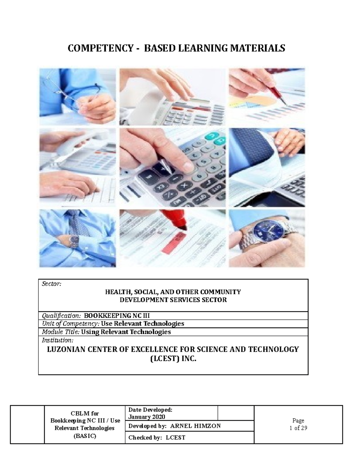 Bkp cblm basic use relevant technologies - CBLM for Bookkeeping NC III / Use Date Developed ...