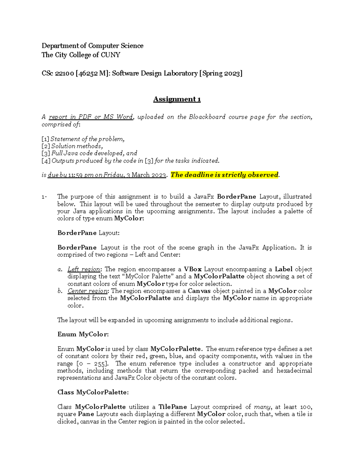CSc 22100 46252 M Assignment 1 02-17-2023 - Department of Computer ...