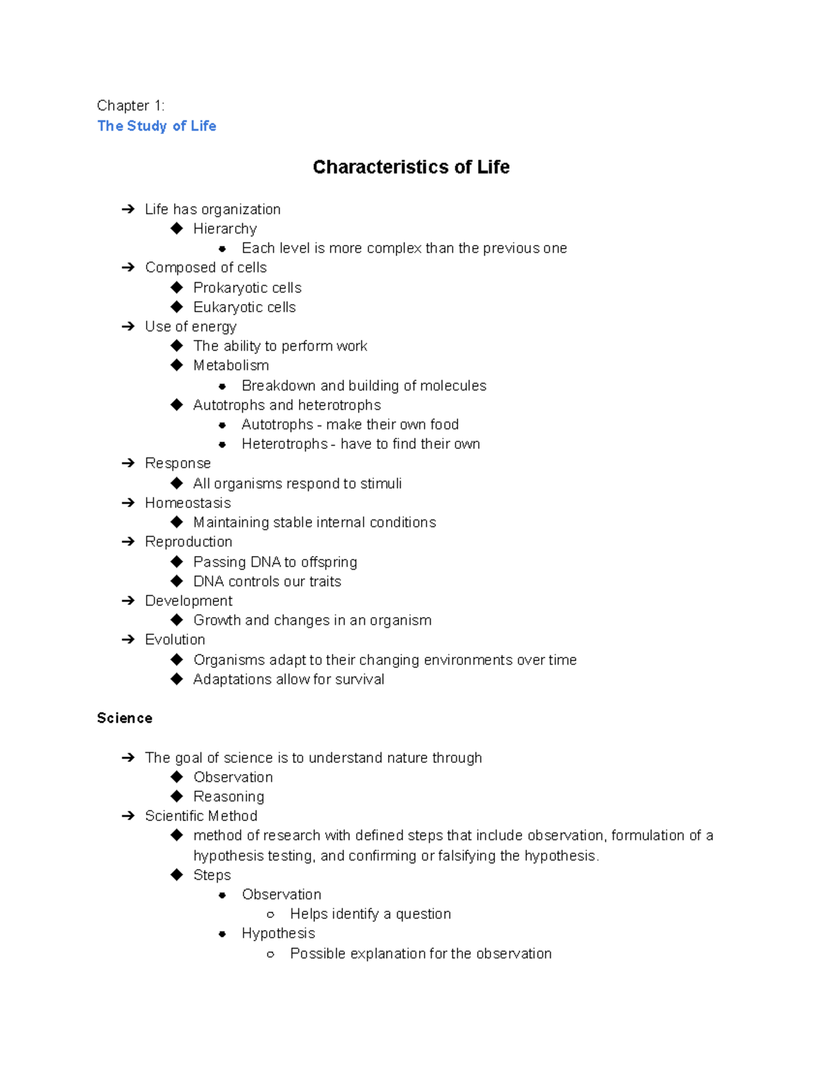 Chapter 1 The Study of LIfe - Chapter 1: The Study of Life ...