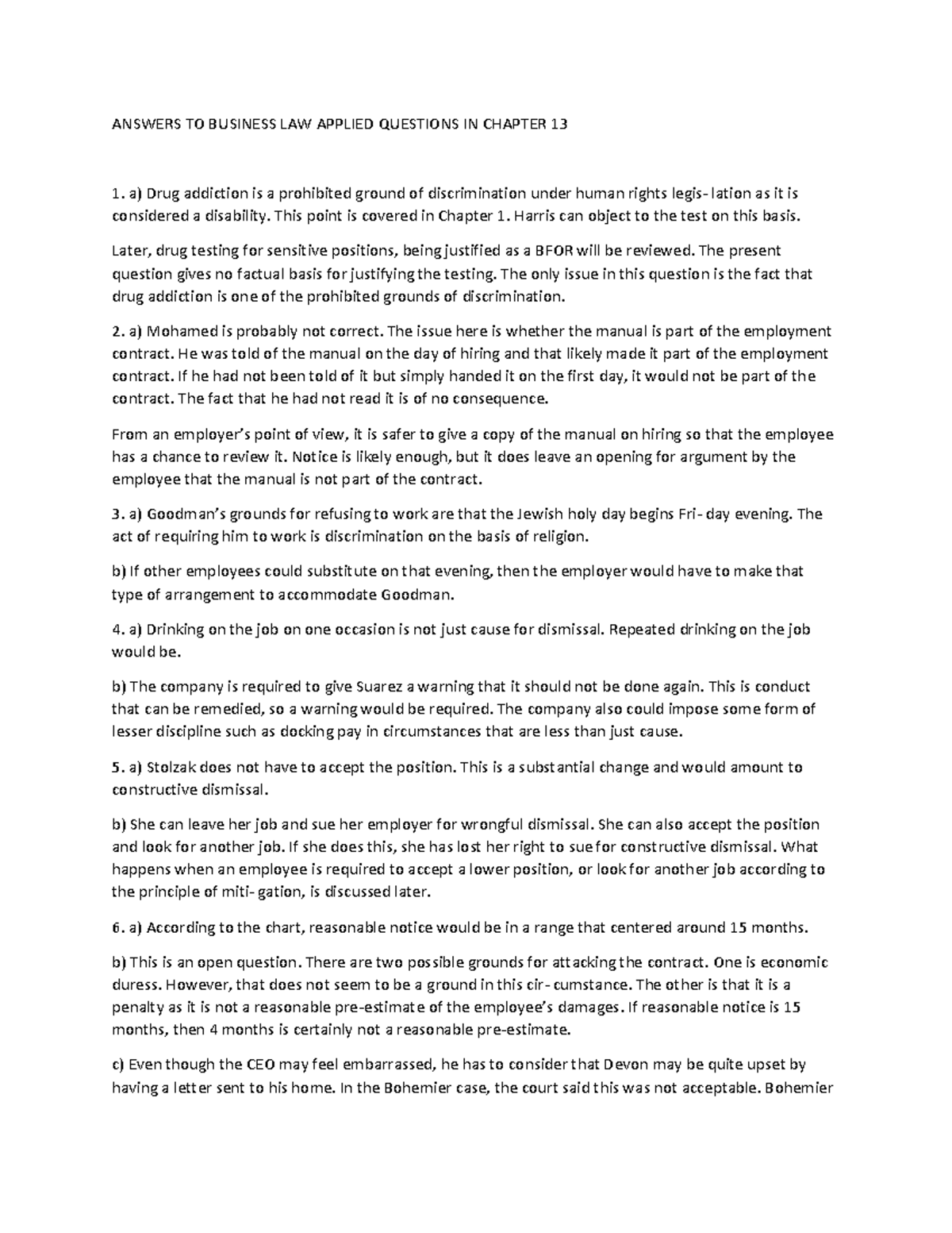 Business LAW Applied Questions CH 13 - ANSWERS TO BUSINESS LAW APPLIED ...