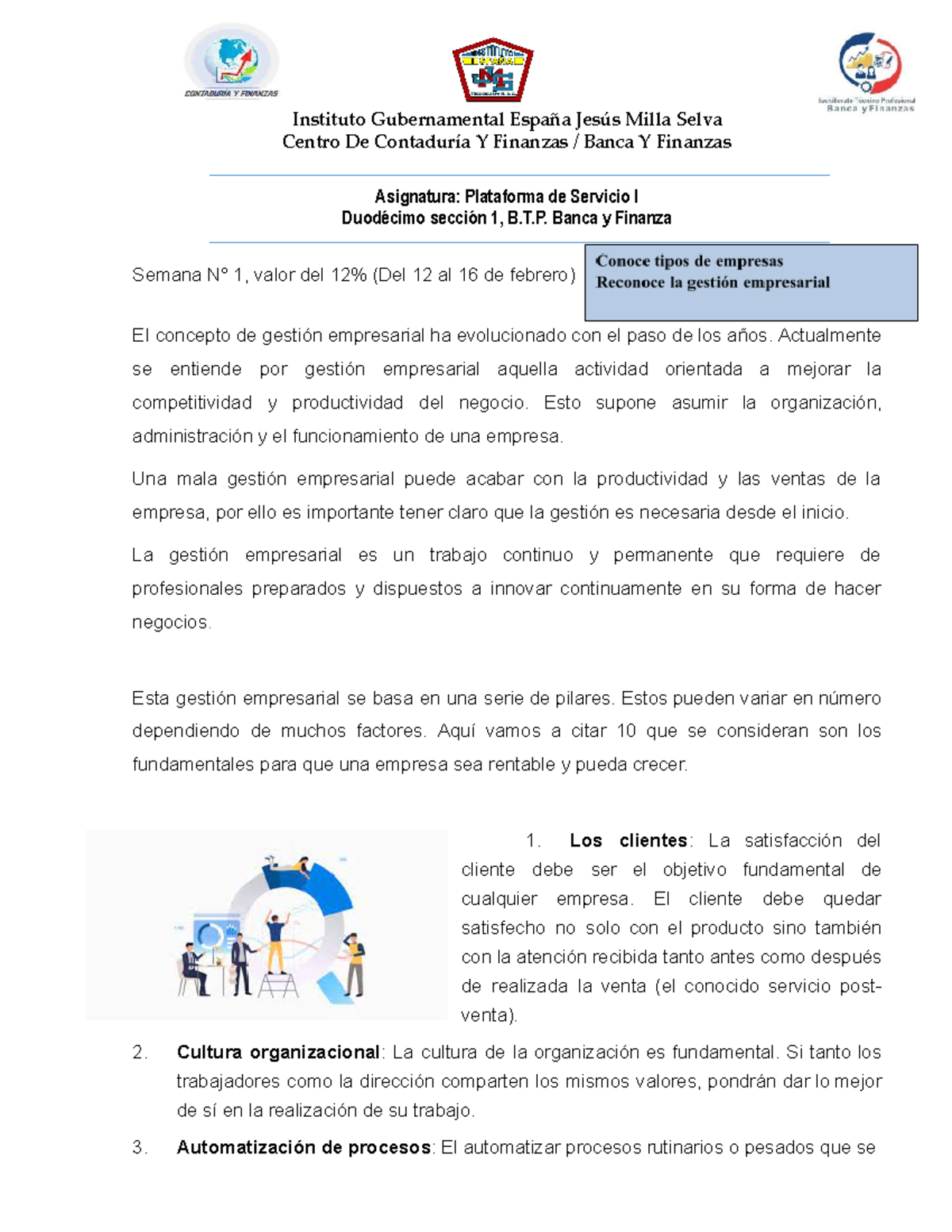 Semana 1 Pilares de la gestión empresaria y la calidad - Instituto ...