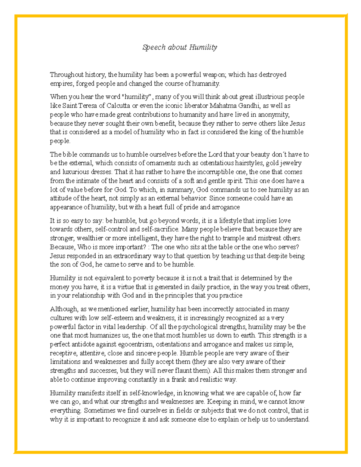 Speech about Humility 2021 - Speech about Humility Throughout history ...