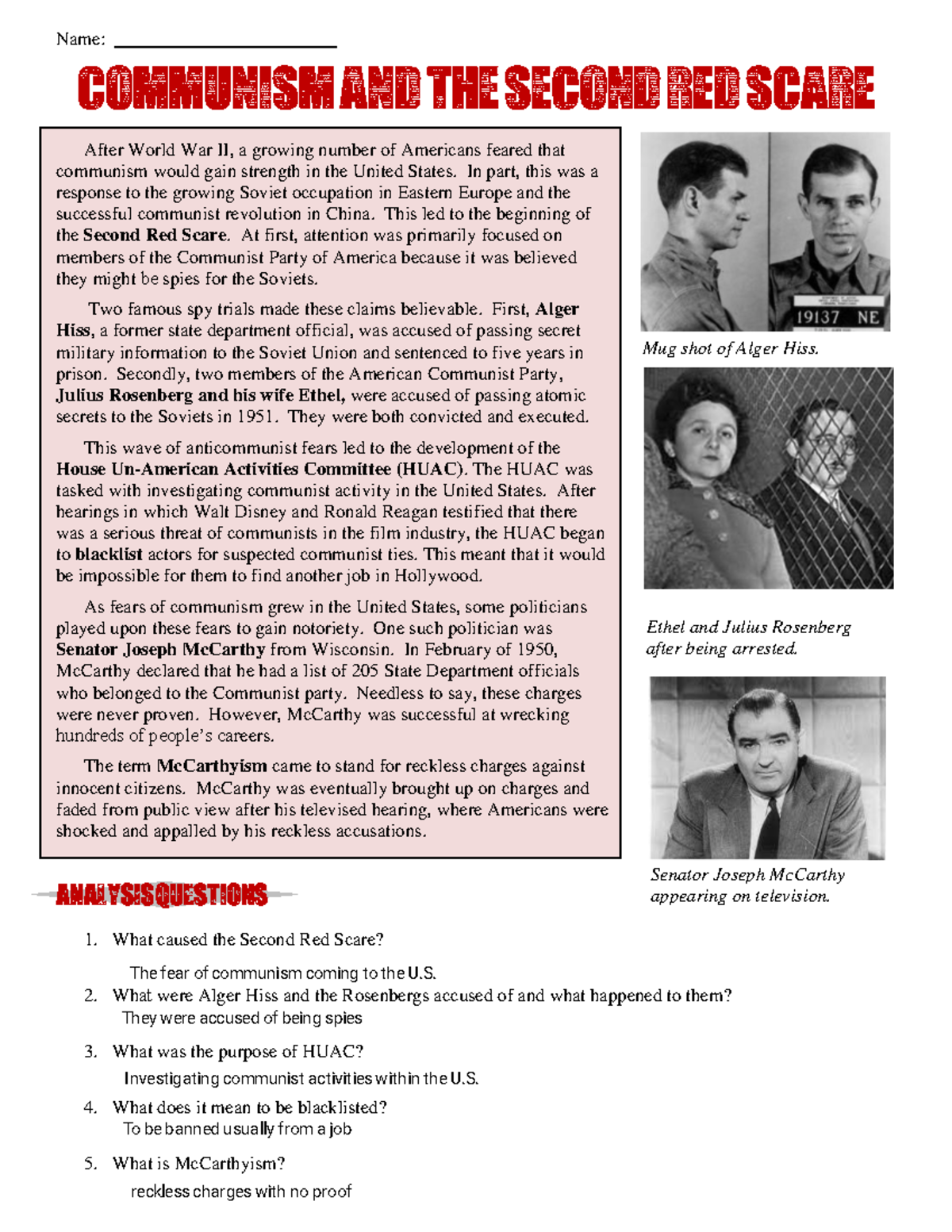 Lindsey Helder - Red scare 2 - Name: After World War II, a growing ...