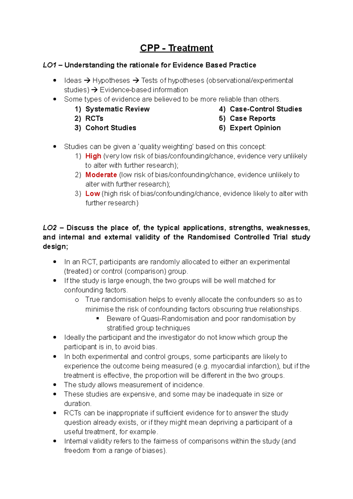 Treatment - Lecture Summary - CPP Treatment LO1 Understanding the ...