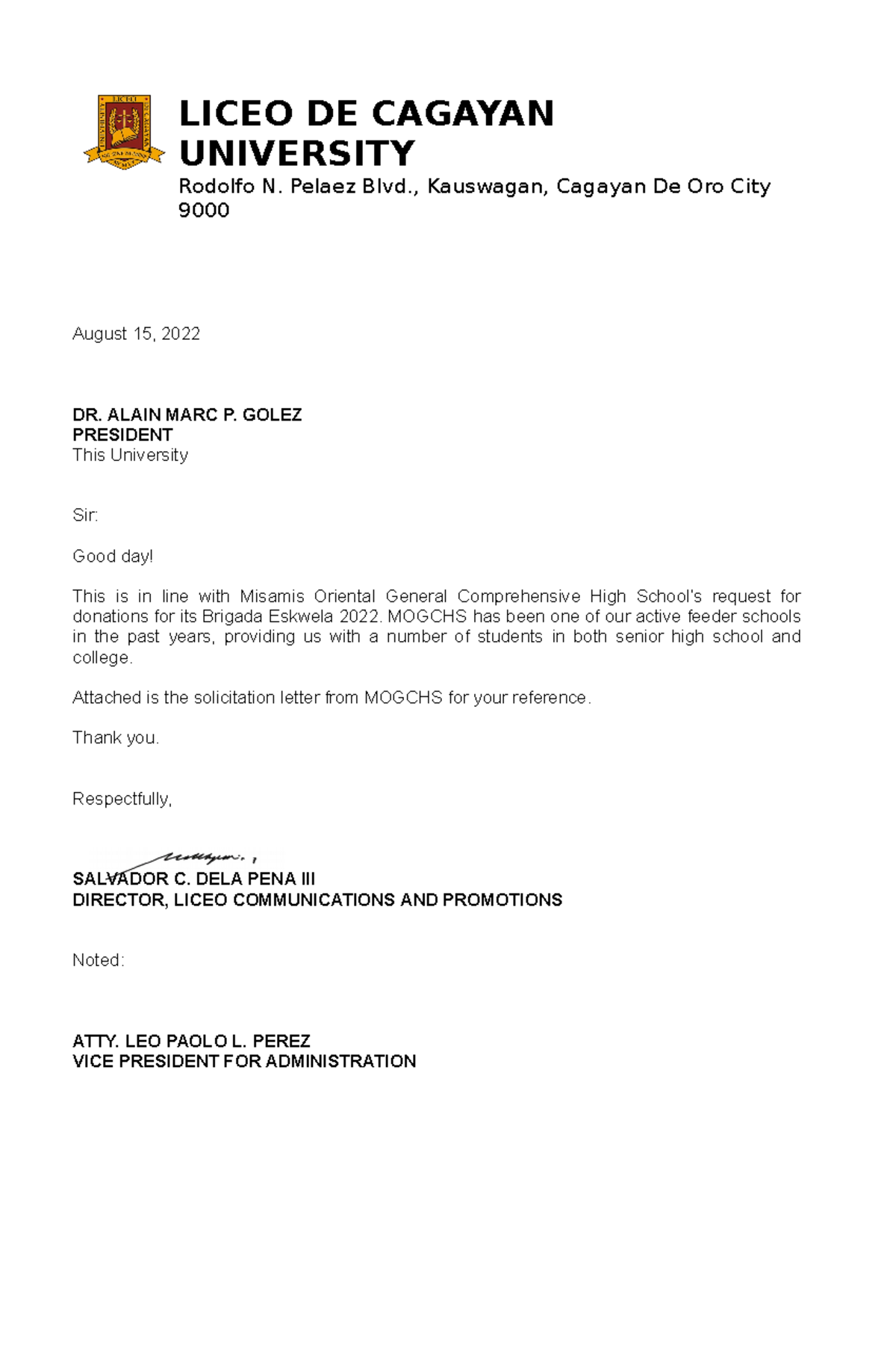 Letter-Budget Request- Mogchs Solicitation-Brigada 2022 - LICEO DE ...