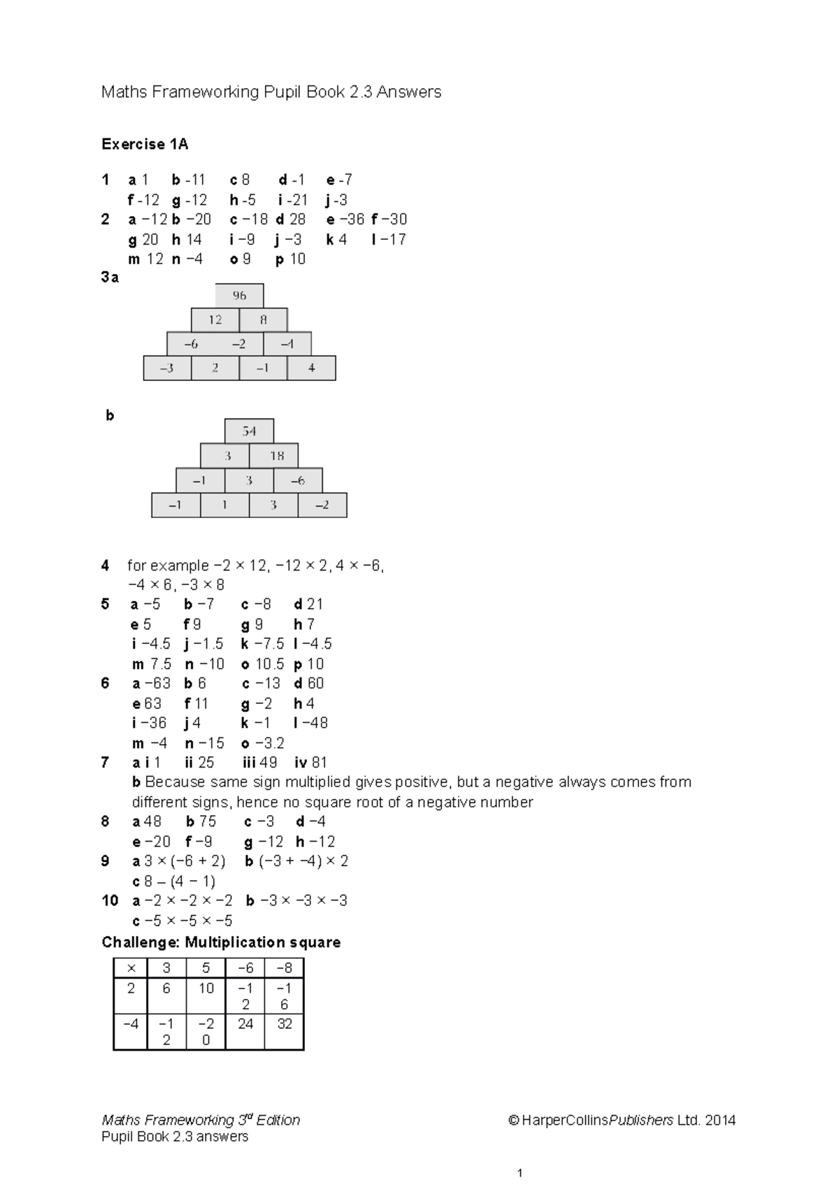Maths Frameworking 2.3 Answers - Maths Frameworking Pupil Book 2 ...
