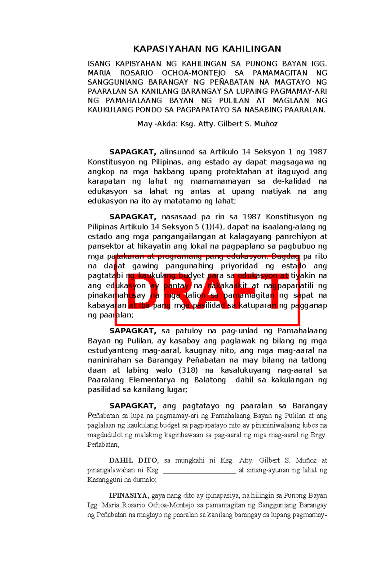 Kapasiyahan NG Kahilingan - KAPASIYAHAN NG KAHILINGAN ISANG KAPISYAHAN ...