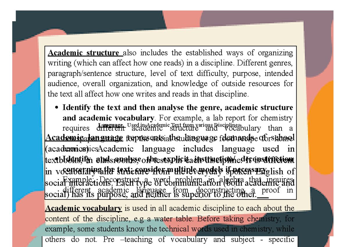 Discussion EAP - additional info - Academic structure also includes the ...